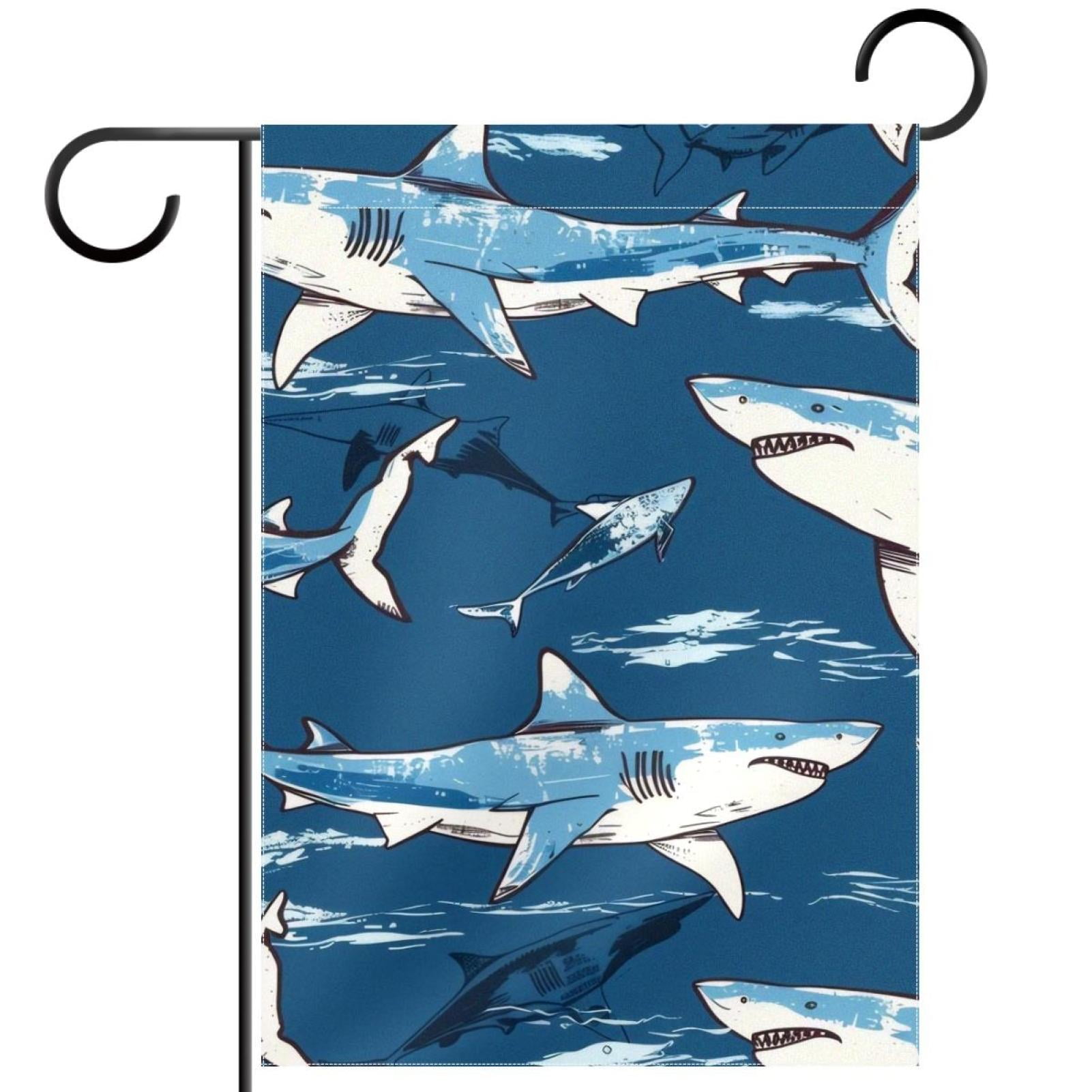 Seamless Sharks Ocean Pattern Welcome Garden Flags, 12 x 18 Inch Double ...