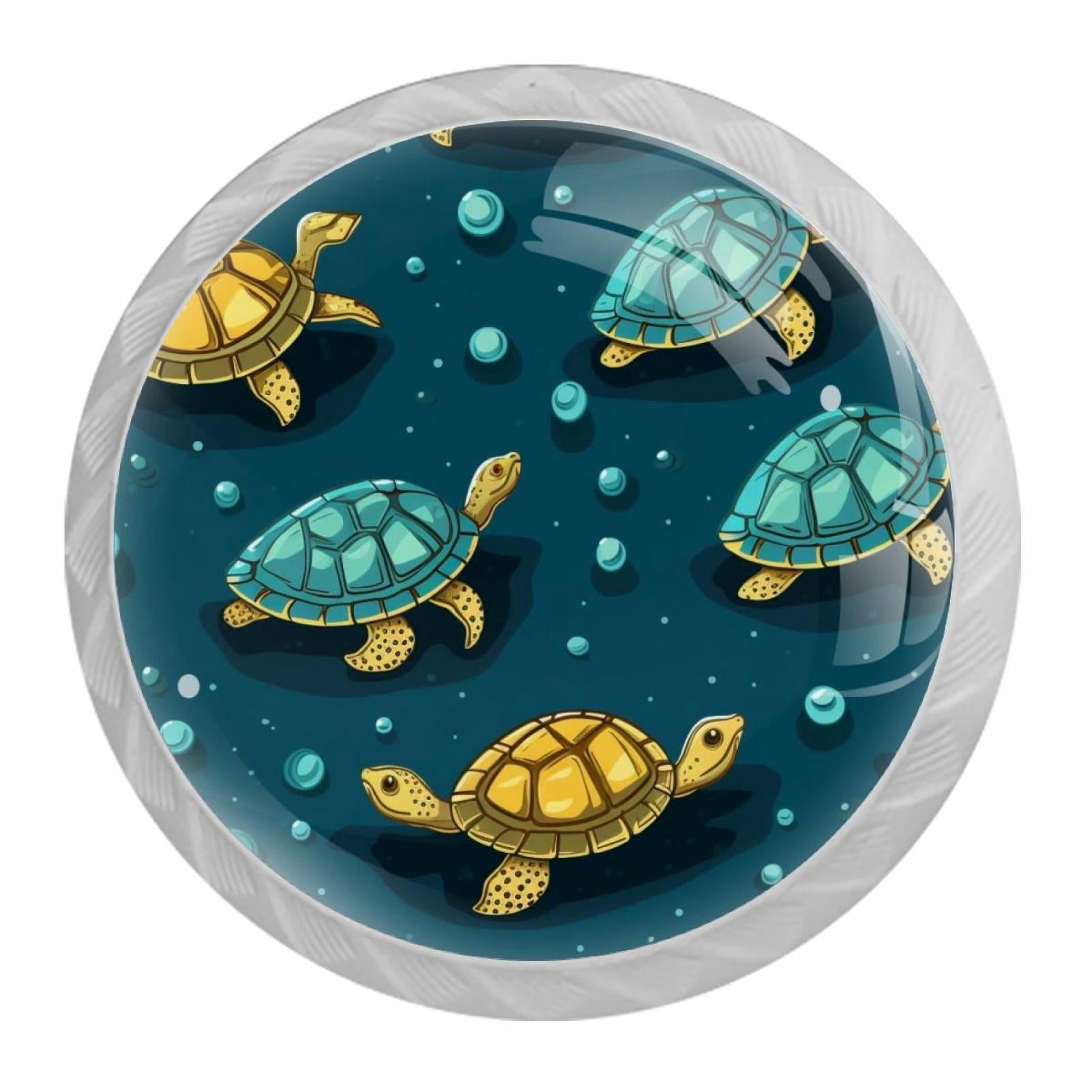 Seamless Small Sea Turtles Custom Drawer Knobs - Transparent Cabinet ...