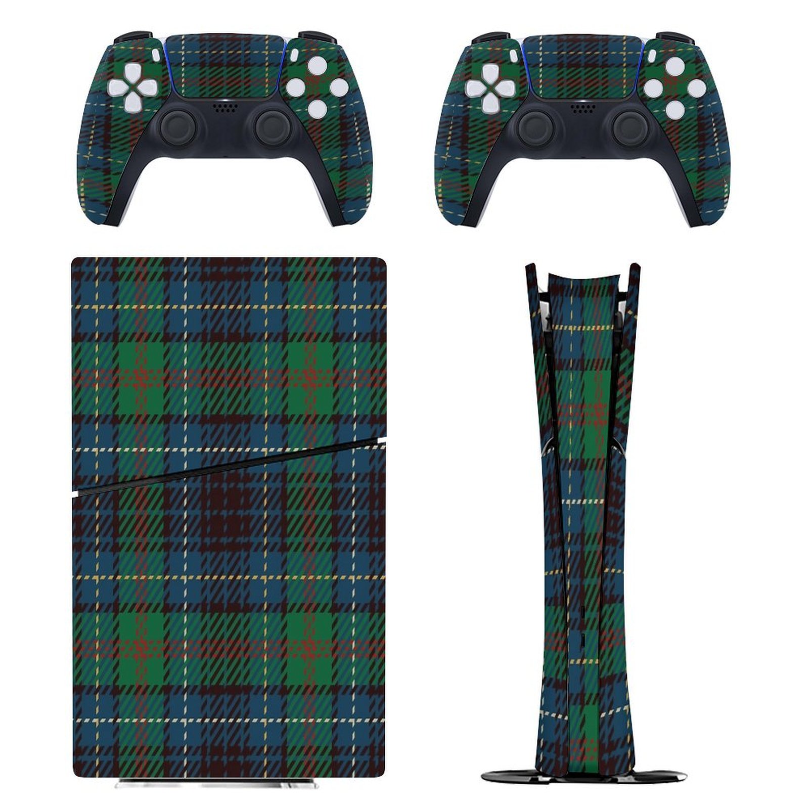 Seamless Tartan Black Green Plaid Check Pattern PS5/PS5 Pro/PS5 Slim ...