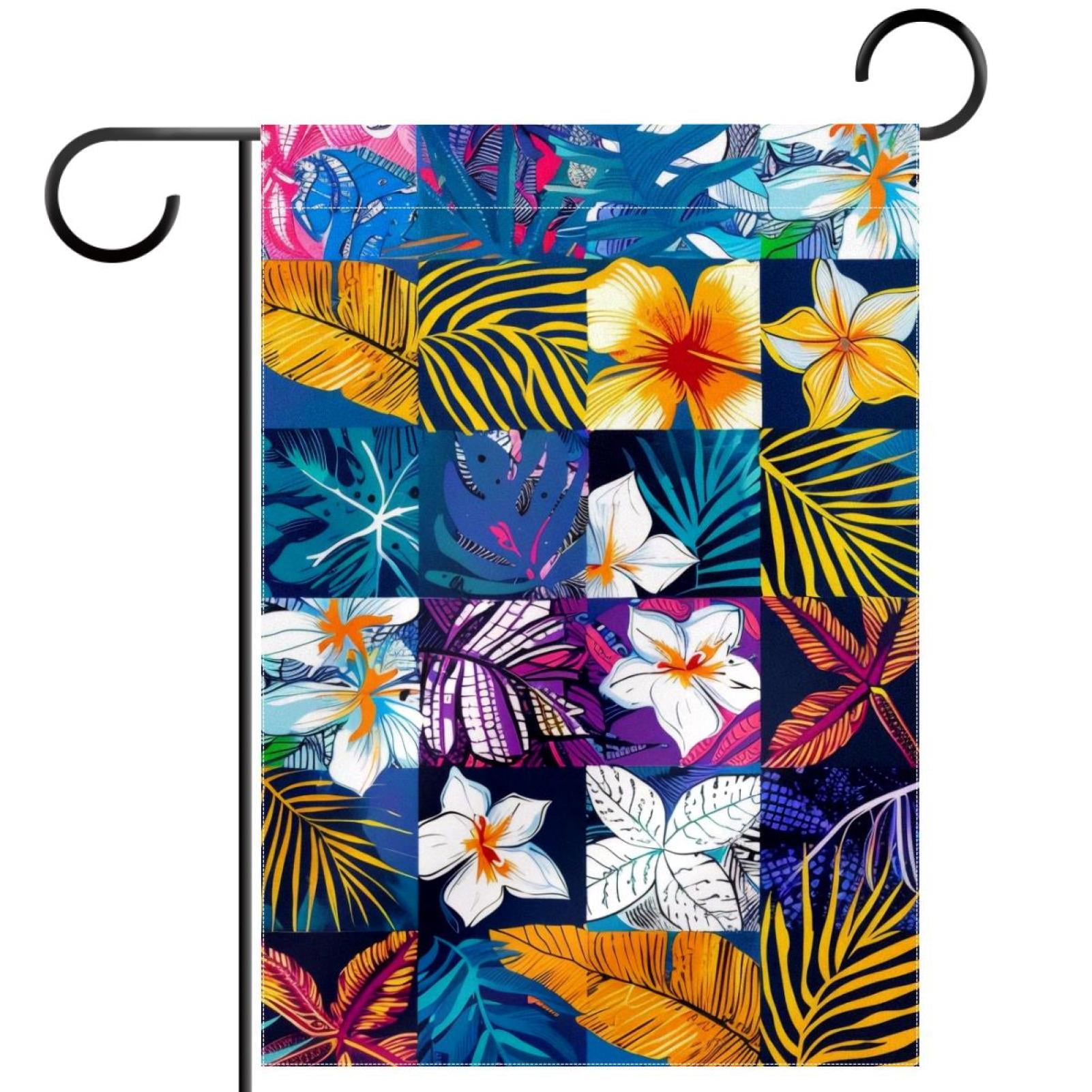 Seamless Topical Leaves and Flowers Welcome Garden Flags, 12 x 18 Inch ...