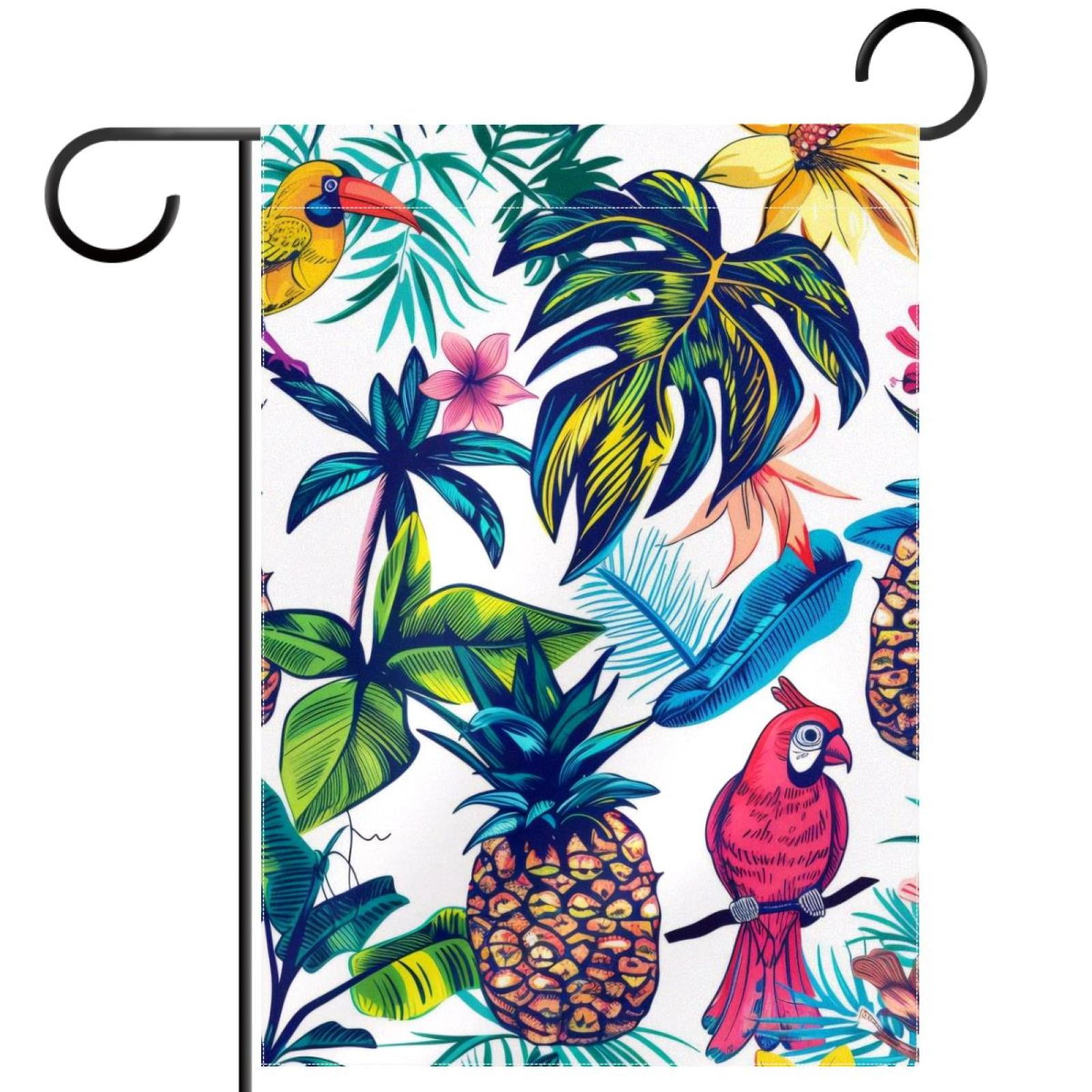 Seamless Tropical Parrots Summer Colors Garden Flag Double Sided House ...