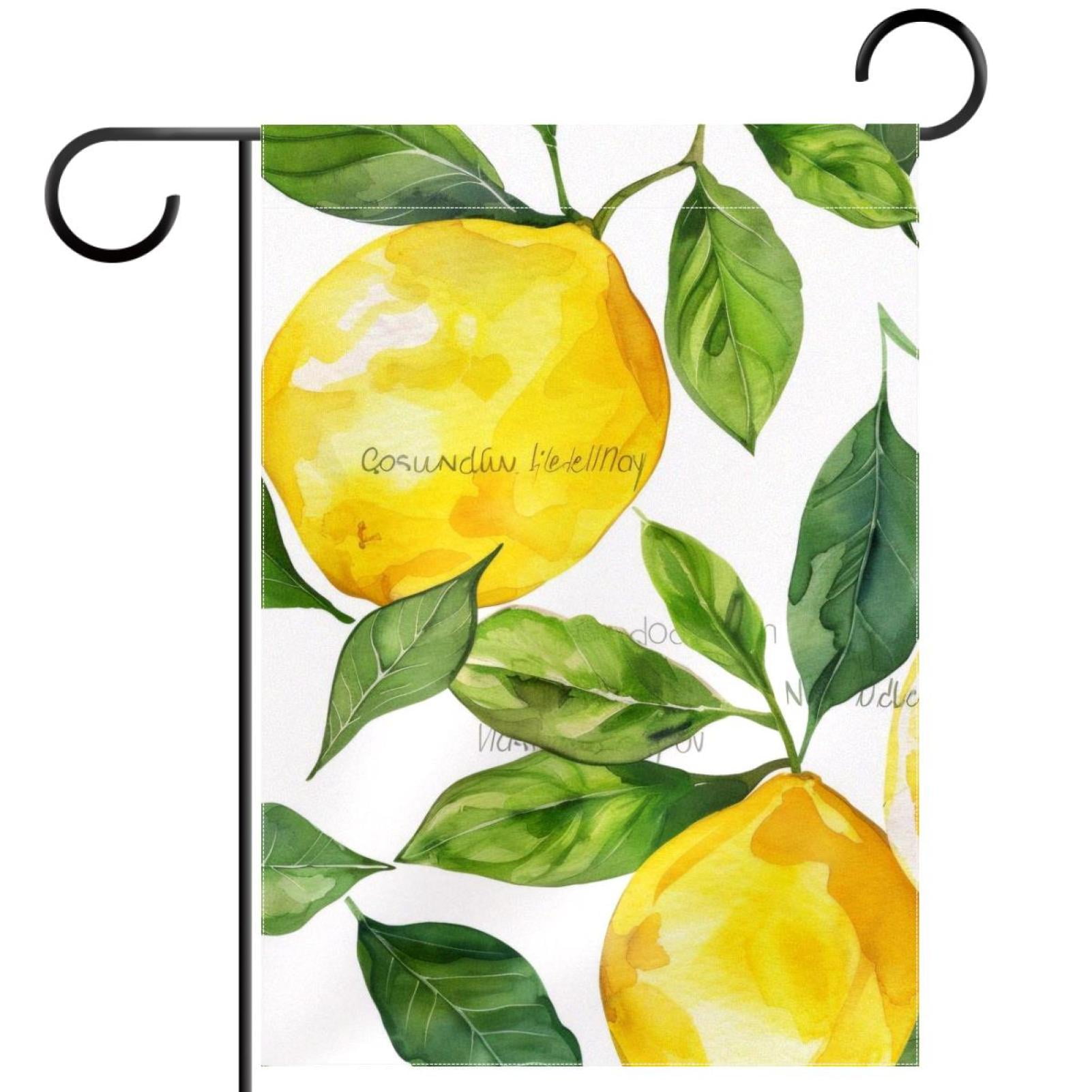 Seamless Watercolor Lemon Welcome Garden Flags, 12 x 18 Inch Double ...
