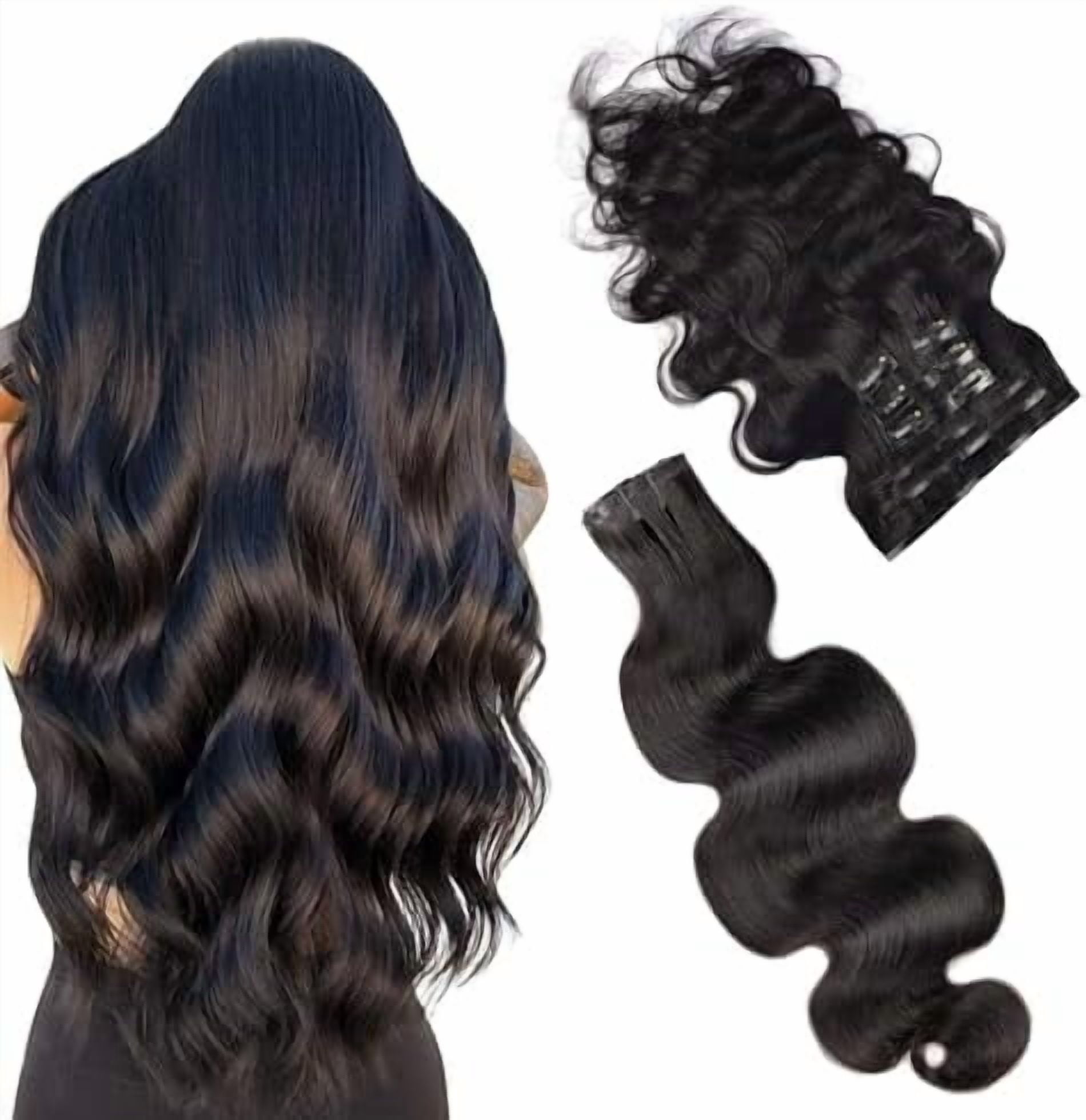 Seamless Wave Clip in Hair Extensions Seamless Real Human Hair, 20 Inch ...