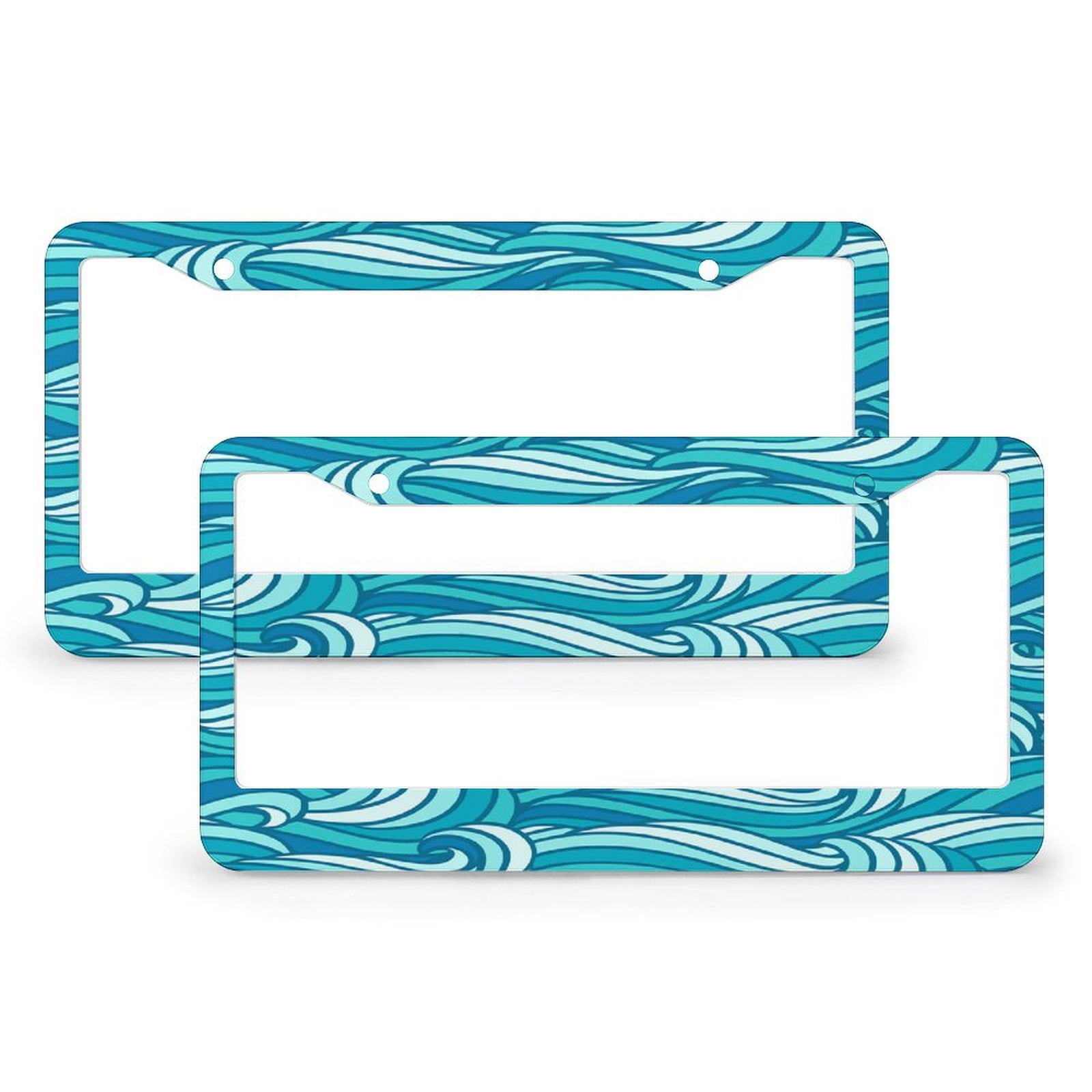 Seamless Wave Pattern Background With Sea River License Plate Frame - 2 ...