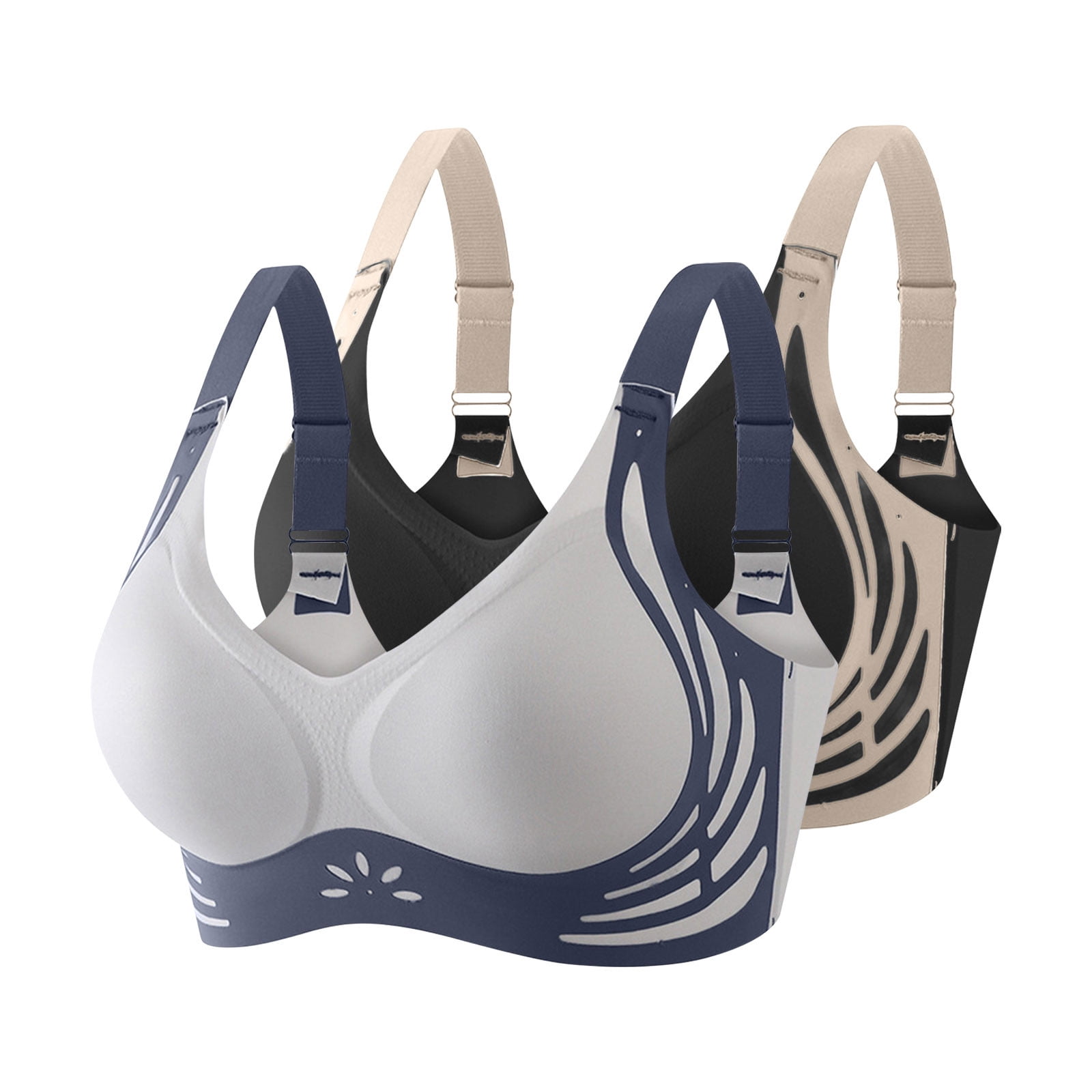 Seamless Wireless Sports Bra for Women Padded Active Bra Set Comfort ...