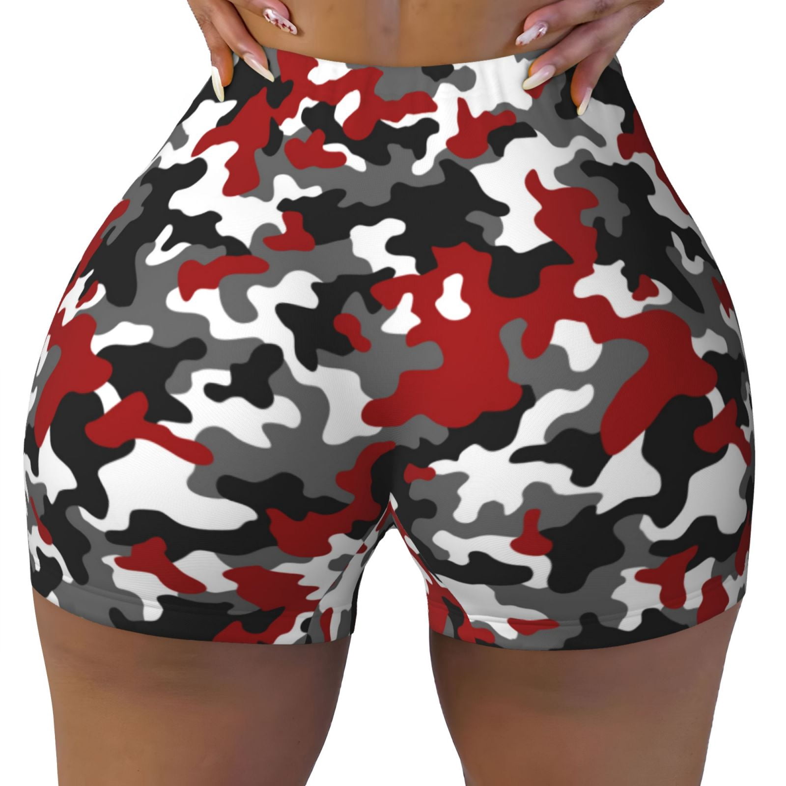 Seamless Workout Shorts Women - Red Grey White Camouflage Biker Running Gym Yoga Spandex Shorts ...