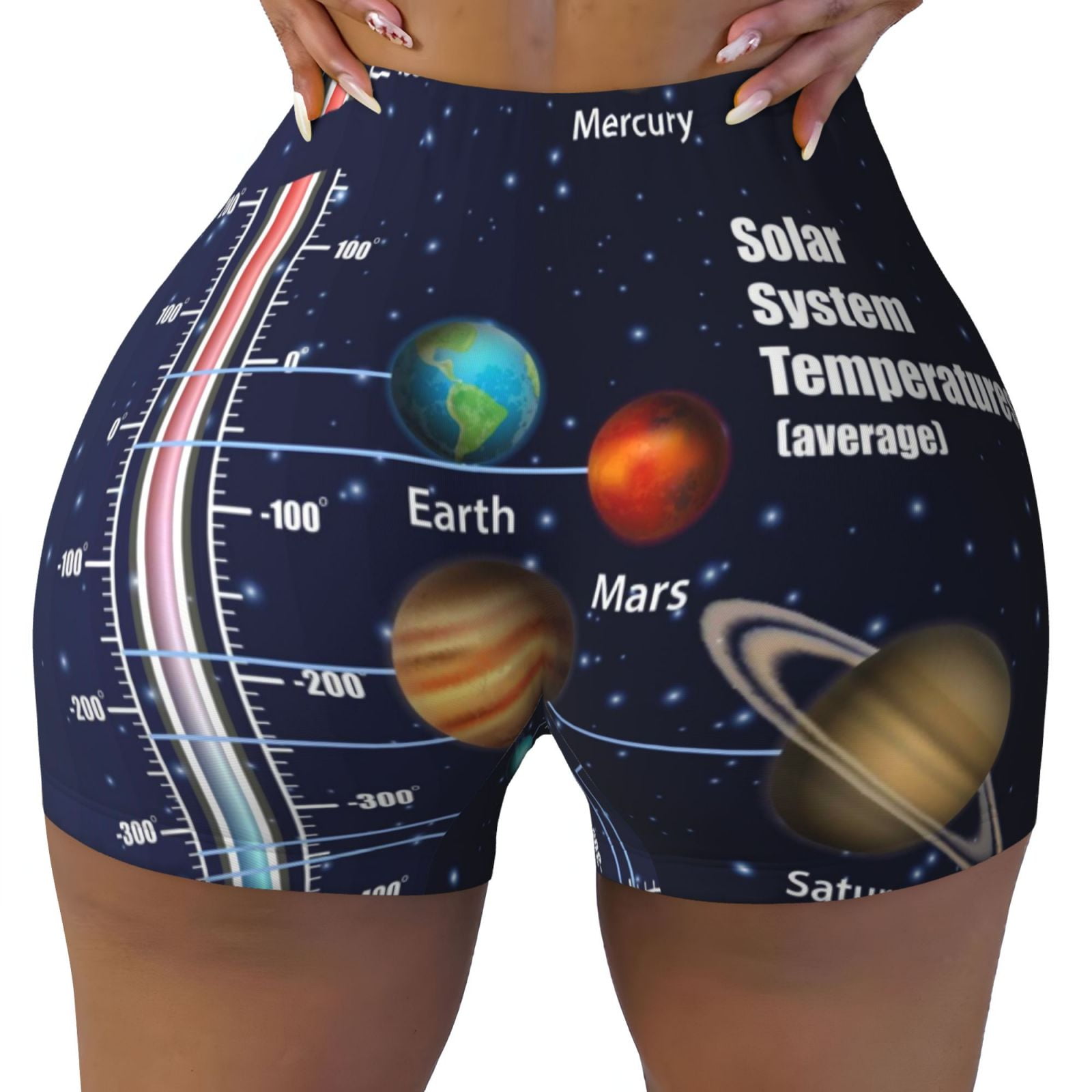 Seamless Workout Shorts Women - Solar System Temperatures Diagram Biker ...