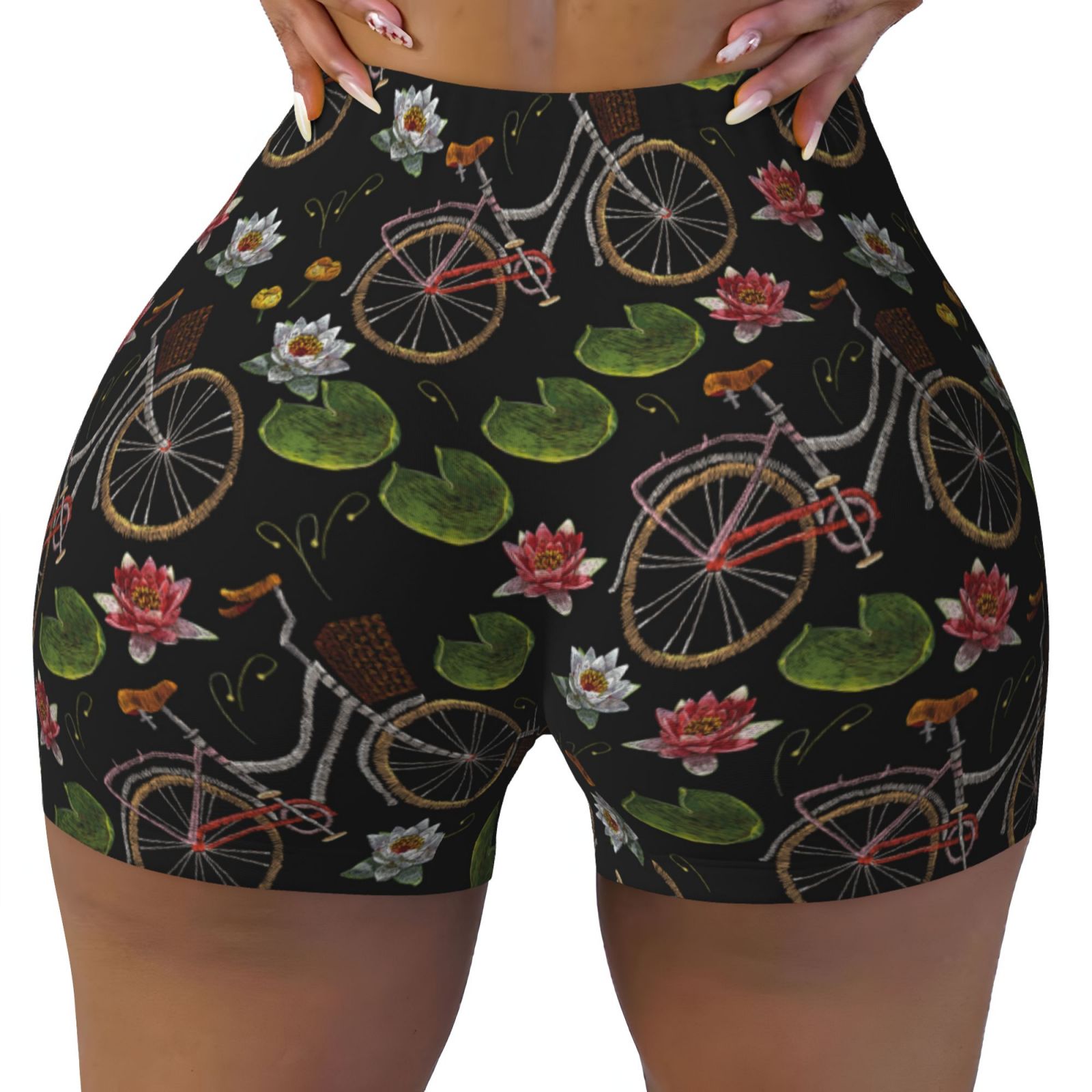 Seamless Workout Shorts Women - flower bike Biker Running Gym Yoga ...