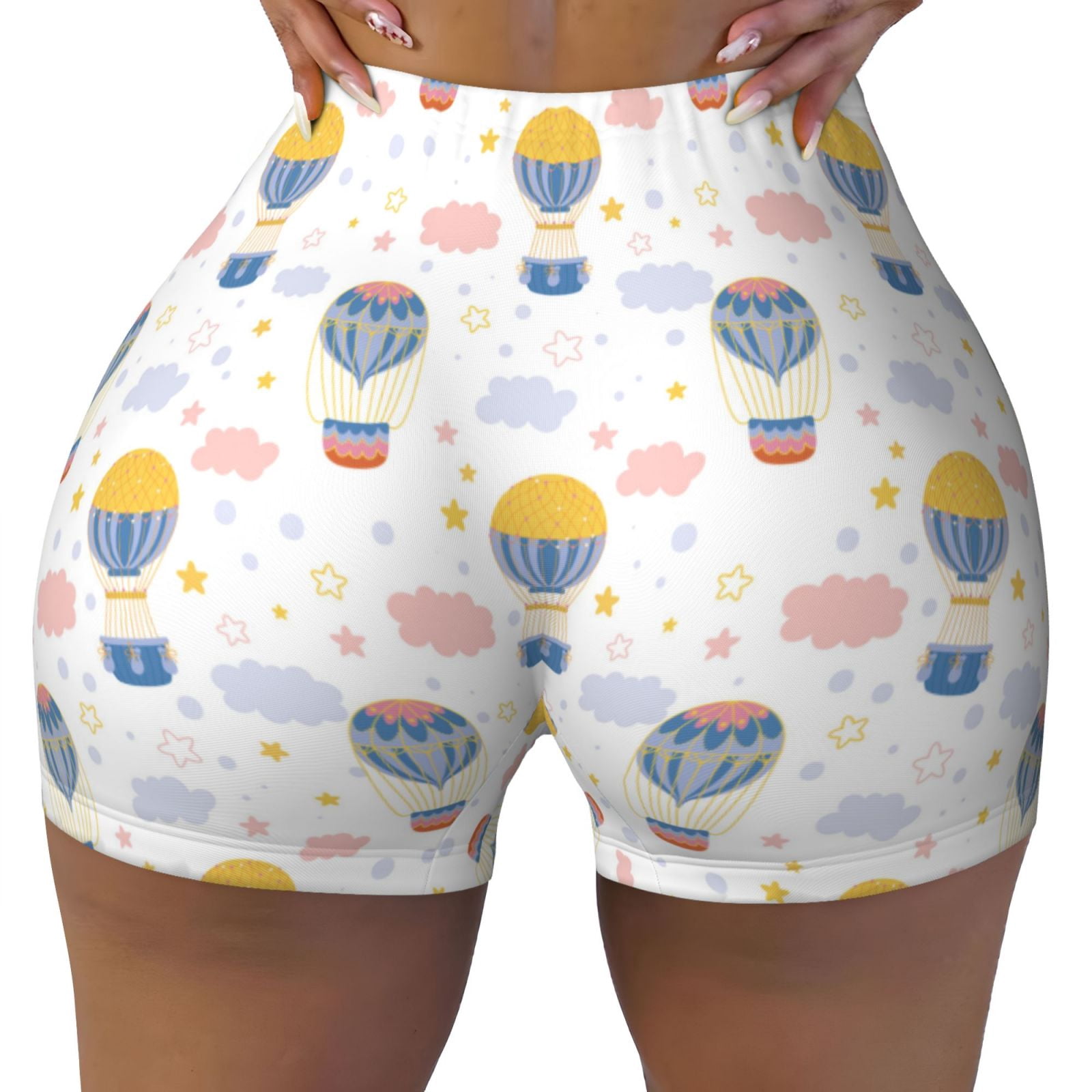 Seamless Workout Shorts Women - hot air balloon Biker Gym Running Yoga ...