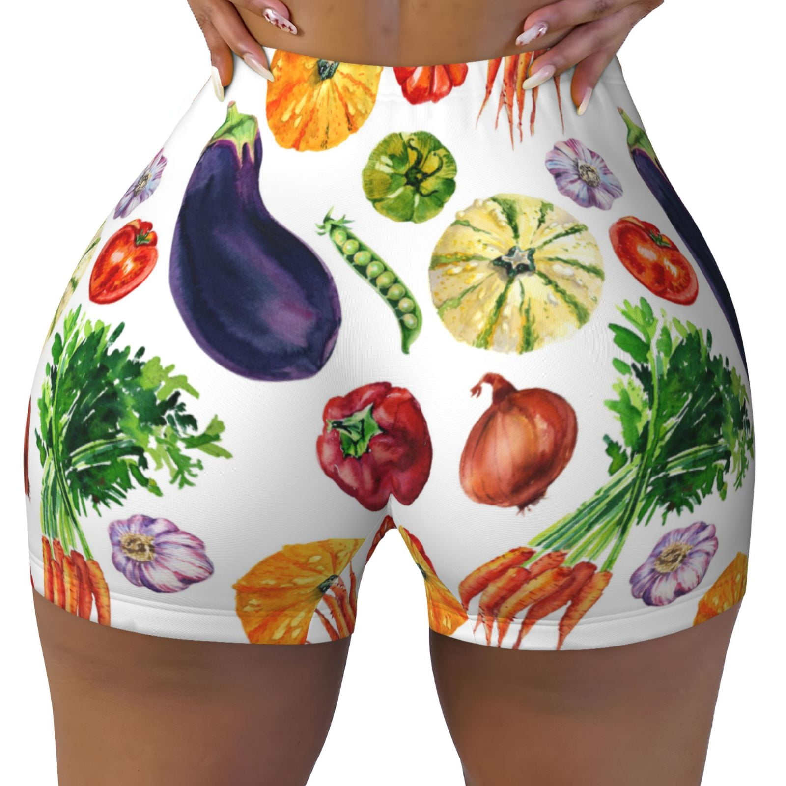 Seamless Workout Shorts Women - vegetable Eggplant Biker Gym Running ...