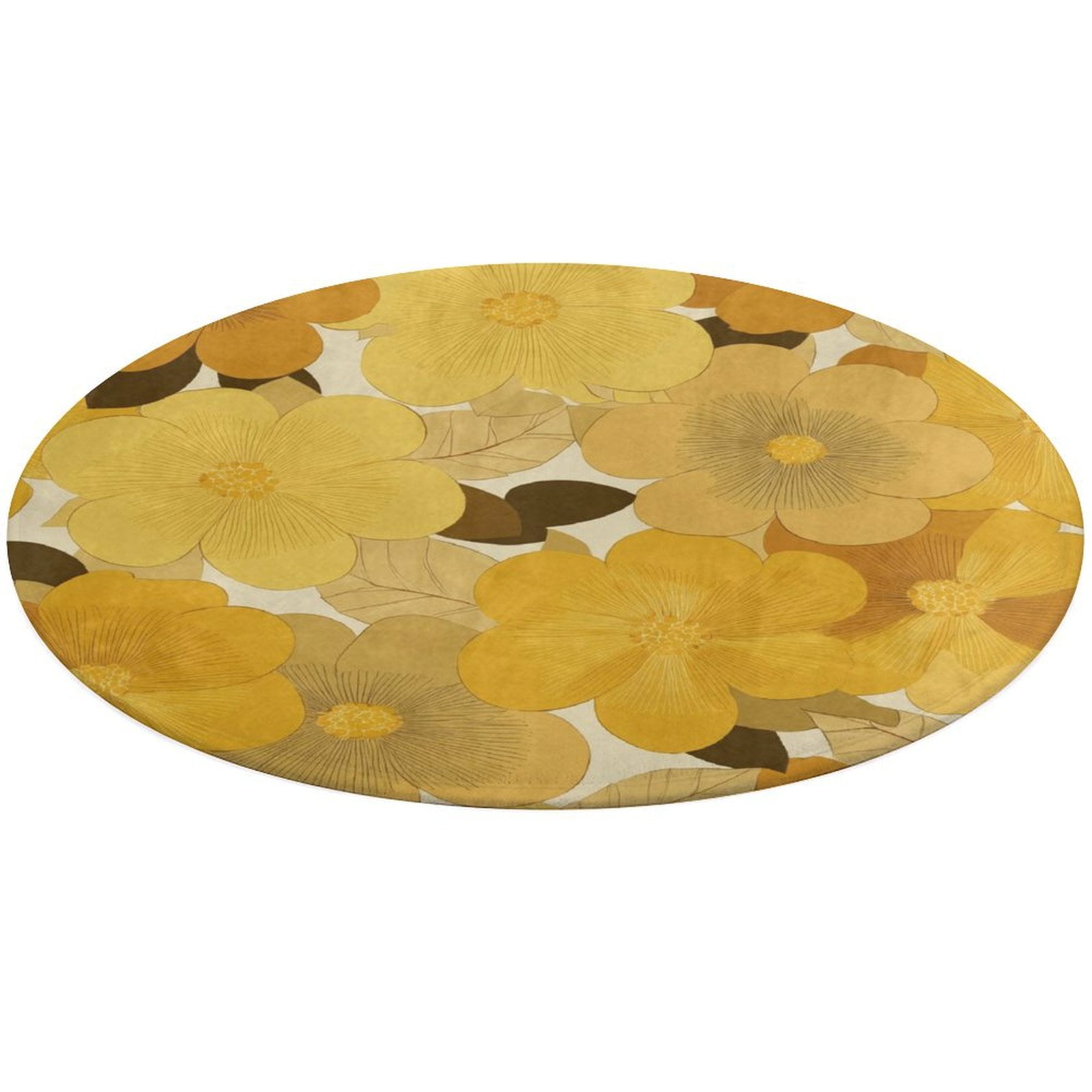 Seamless Yellow Flower Pattern Background Design Round Carpet Living ...