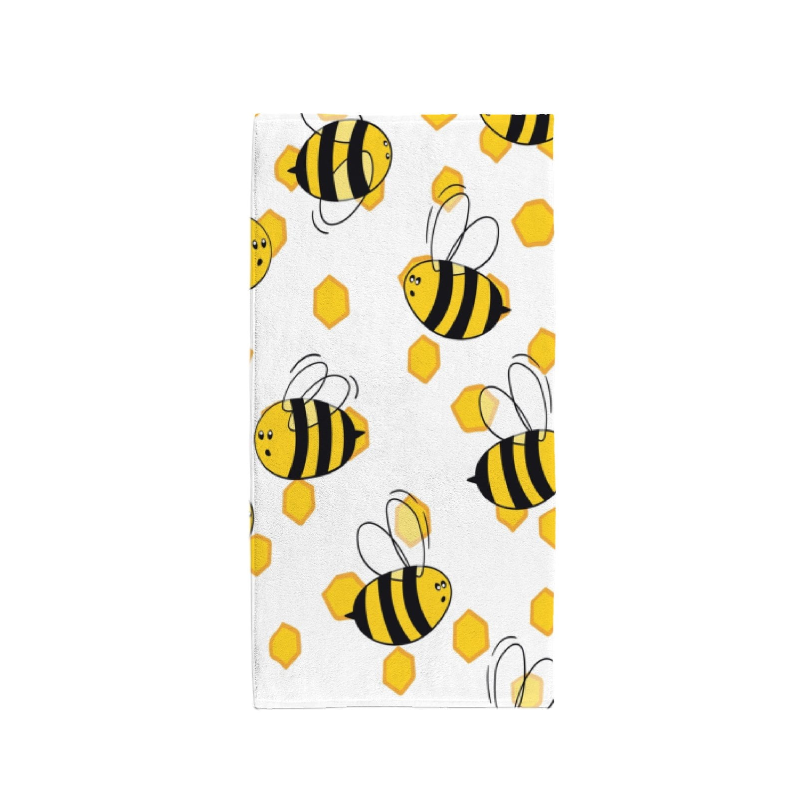 Seamless pattern with bees on white honeycomb background Bath Towel ...