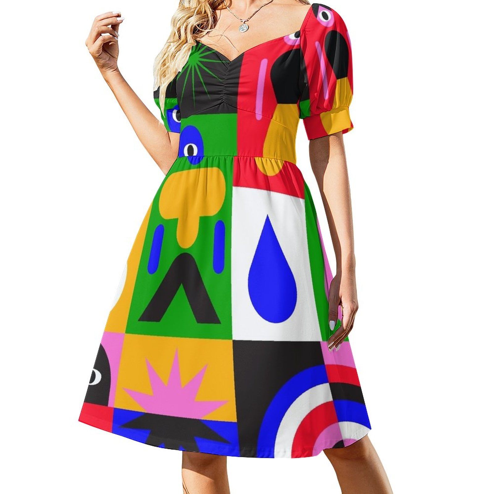 Seamless pattern with abstract shapes and characters. Sleeveless ...