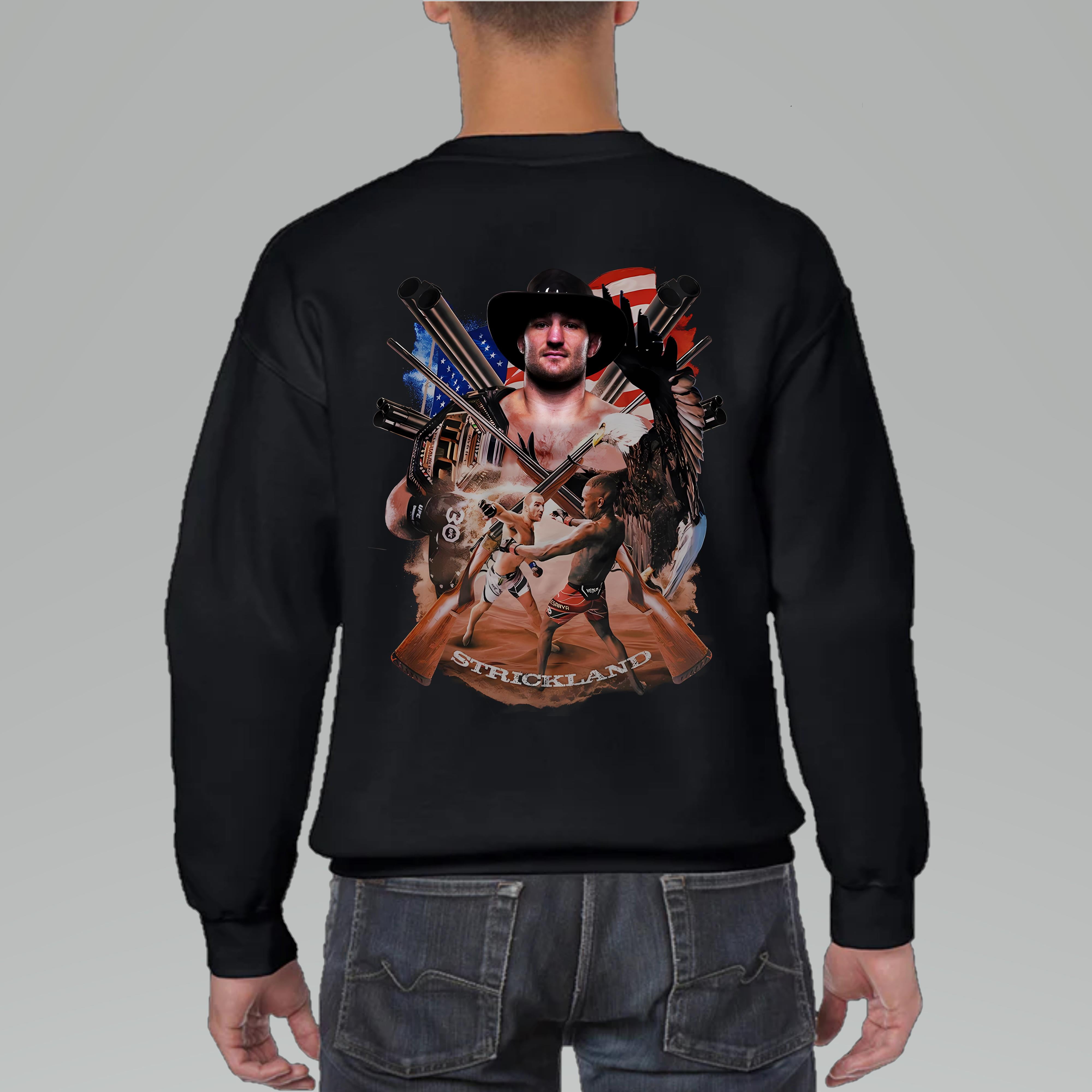 Sean Captain America Strickland Vintage Style Ufc Fighter Sweater Back ...