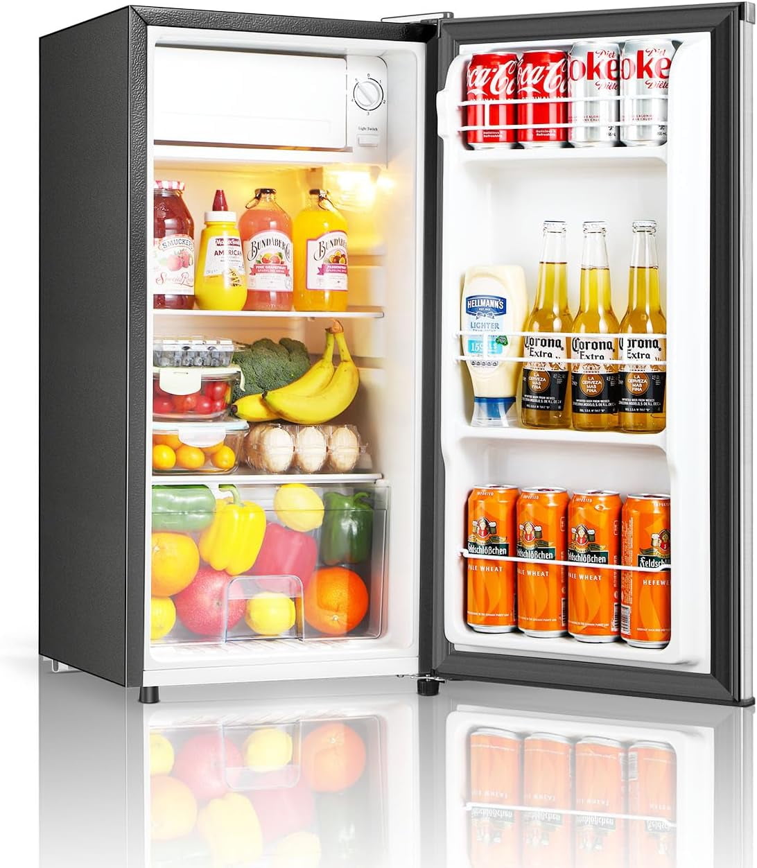Seaoola Mini Fridge with Freezer, Single Door 3.1 Cu.Ft, Compact Mini ...
