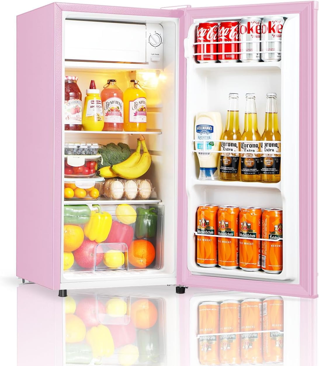 Seaoola Mini Fridge with Freezer, Single Door 3.1 Cu.Ft, Compact Mini ...