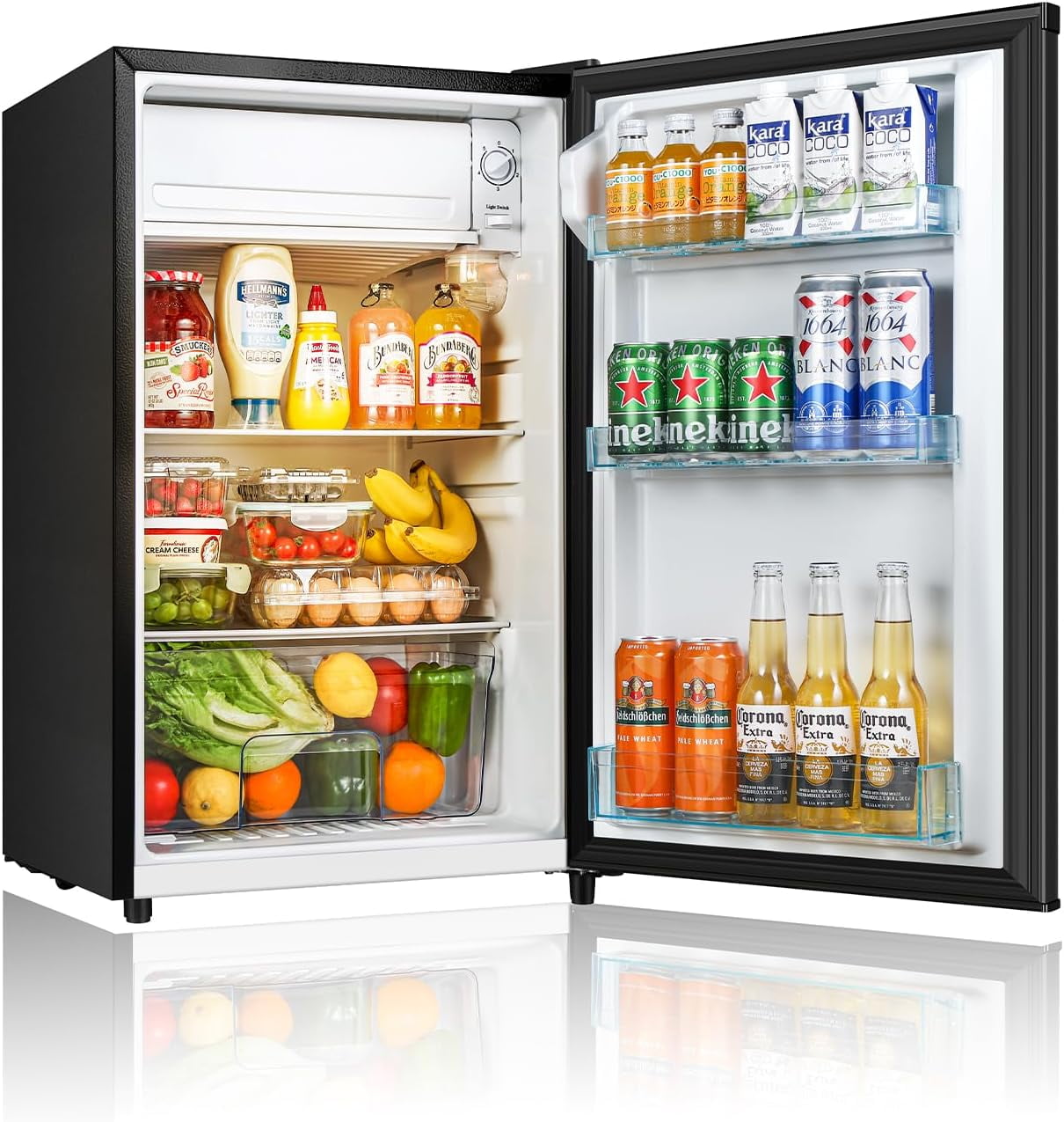 Seaoola Mini Fridge with Freezer, Single Door 4.4 Cu.Ft, Compact Mini ...