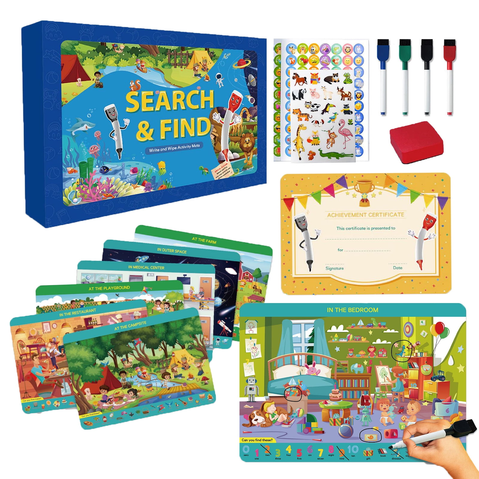 Search and Find Books for Kids 4-6 6-8 Reusable Busy Book for Toddlers ...
