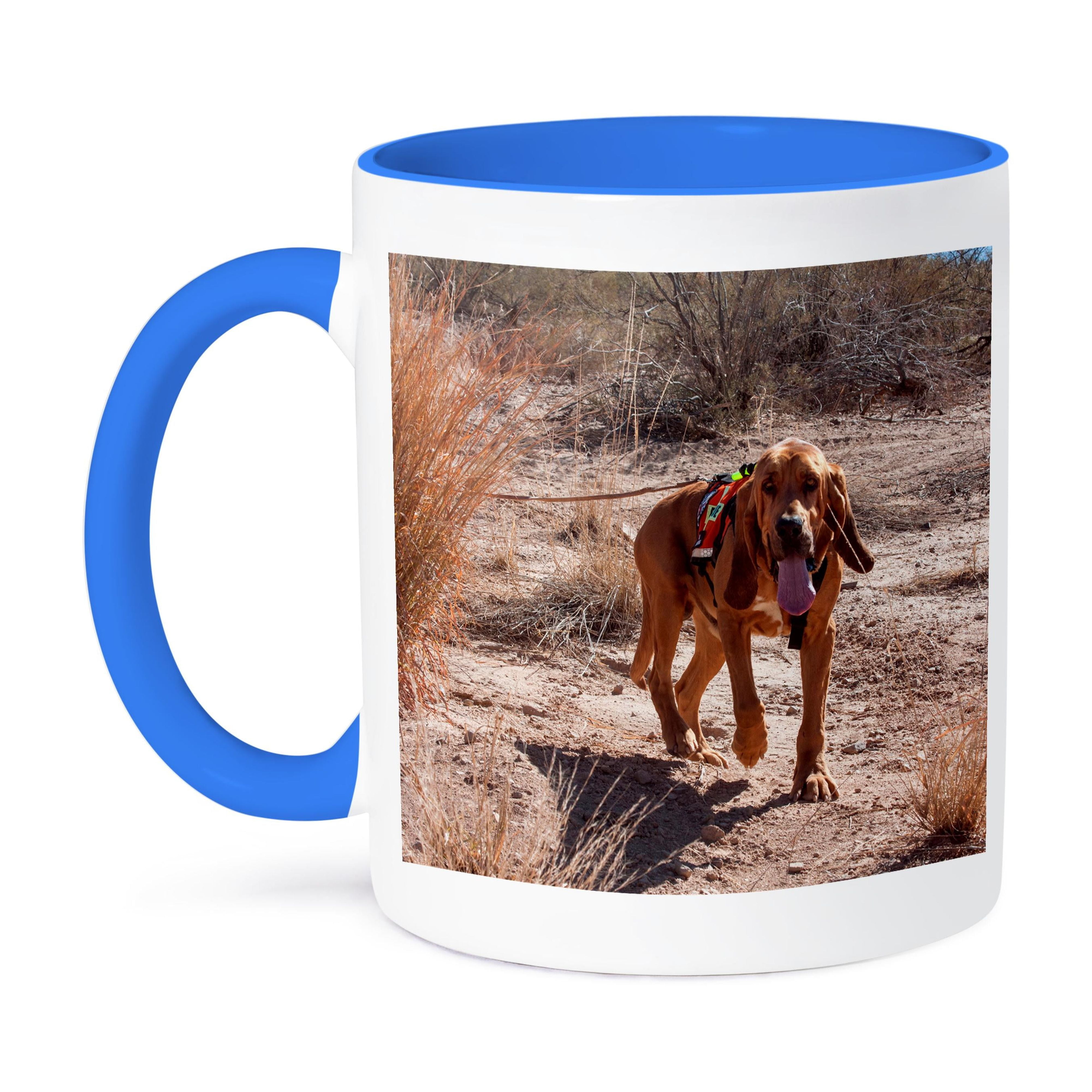 3dRose, Search and Rescue Bloodhound walks in the Sonoran Desert, Arizona, MR, 15oz Two-Tone ...