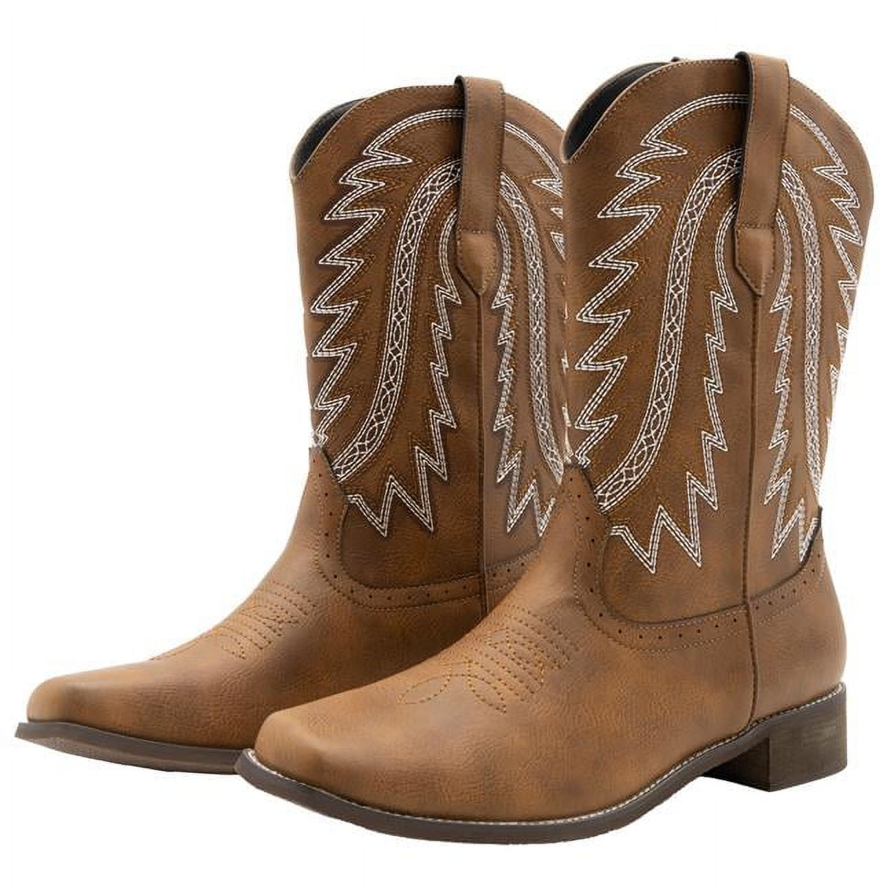 Searchers Men's Style Riding Brown Cowboy Boots, Square Toe ...