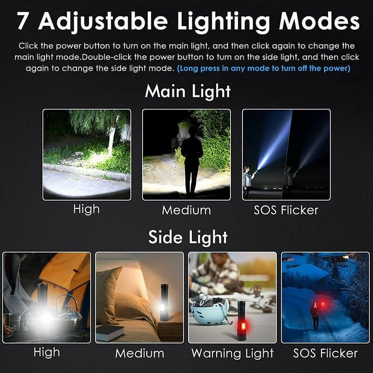 Searchlight Flashlight, 100000 Lumens Powerful Rechargeable Waterproof ...