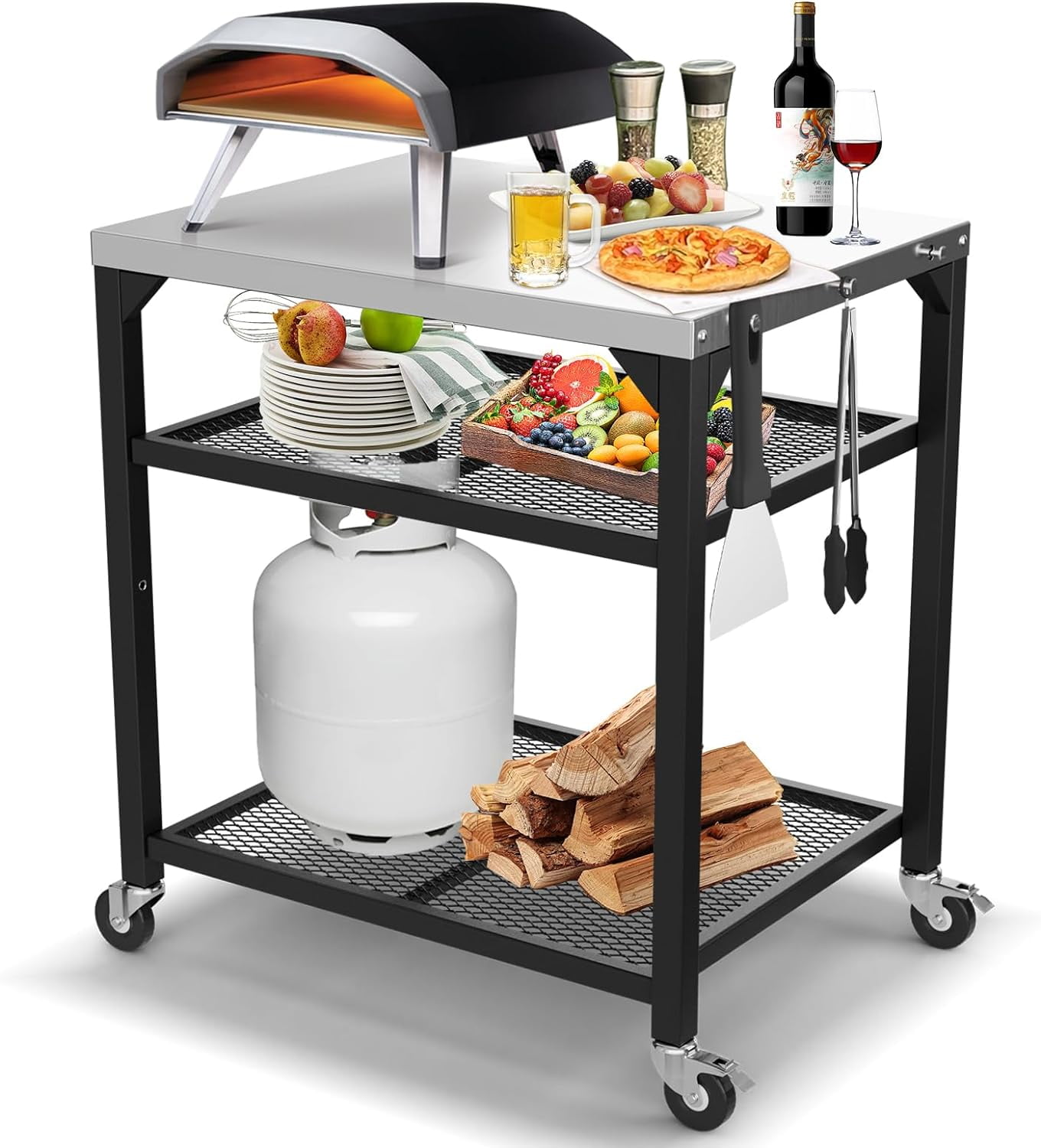 Free Shipping! Searglow Pizza Oven Table Cart for Ooni, Ninja Woodfire ...