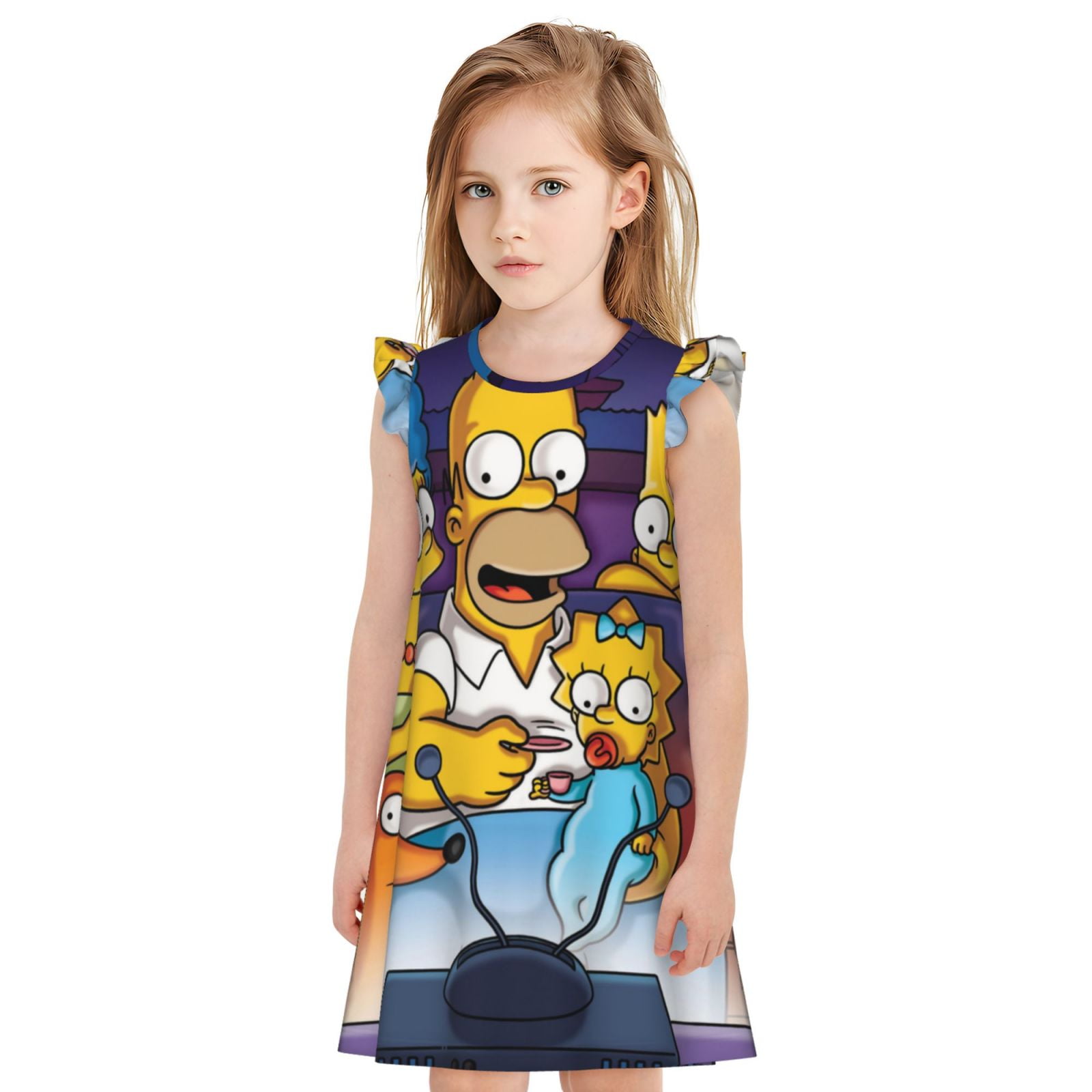 Searies The Simpsons Girl's Nightgowns Pajamas Dress Soft Children ...