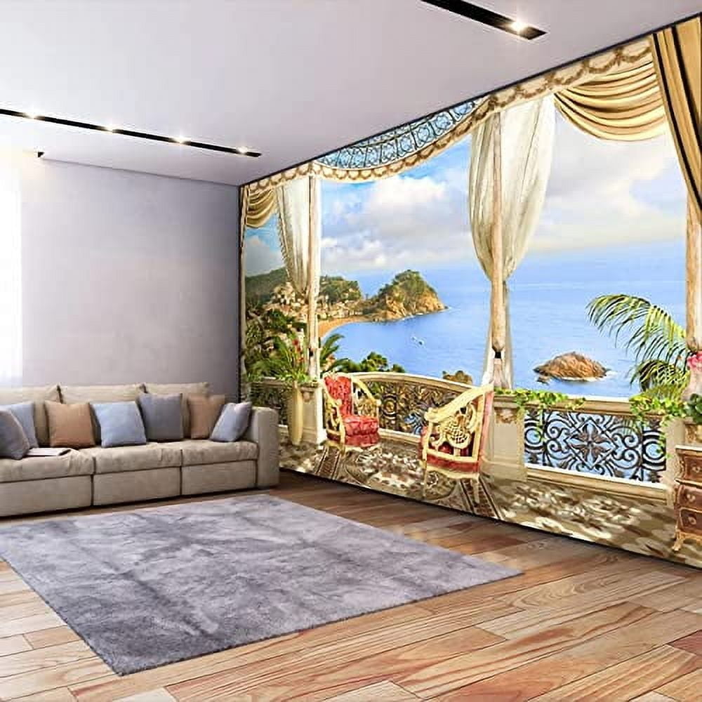 Seascape Balcony 3D Wall Murals Wallpaper, European Style Panorama ...
