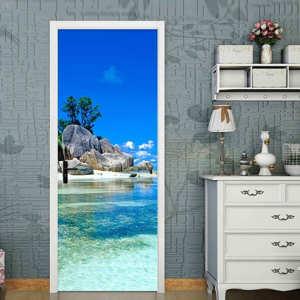 Seascape Beach Door Stickers Bedroom Bathroom Living Room d ration ...