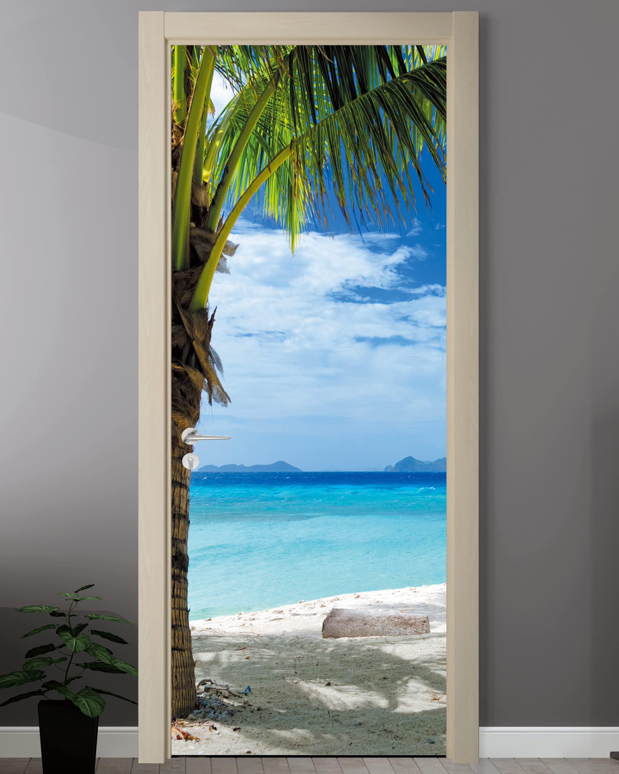 Seascape Beach Door Stickers Bedroom Bathroom Living Room d ration ...