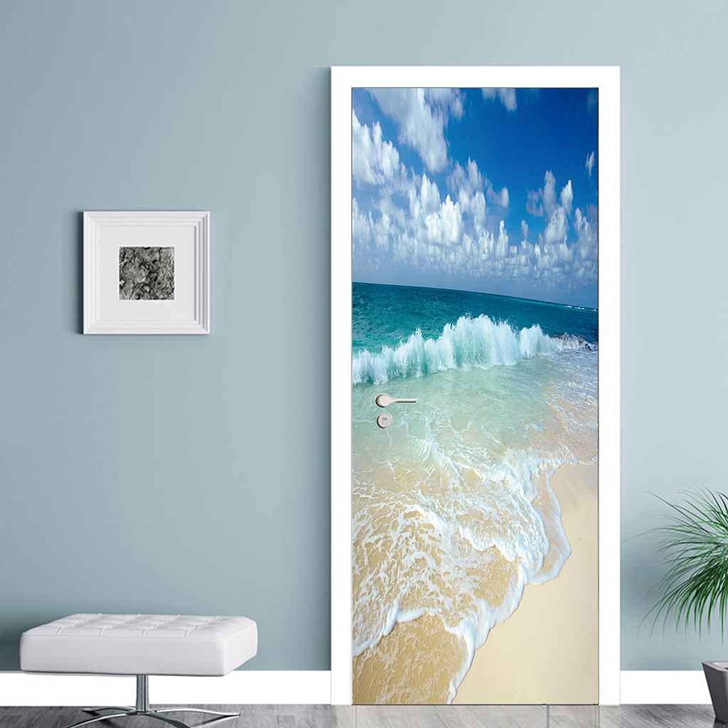 Seascape Beach Door Stickers Bedroom Bathroom Living Room d ration ...