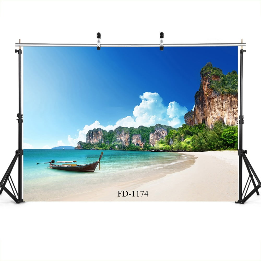 Seascape Custom Photography Backdrops Sea Boat Blue Sky Backgrounds for ...