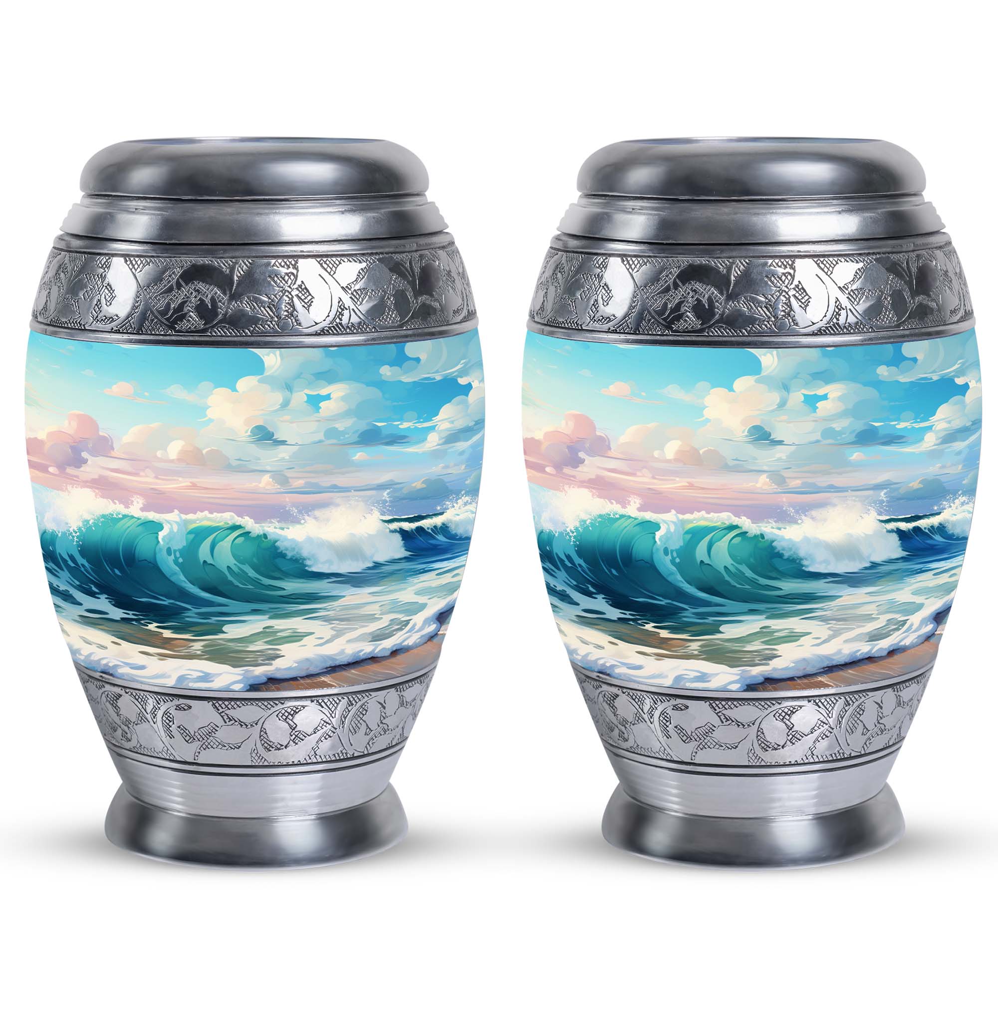 Seascape With Fluffy Clouds Urn For Ashes Adult Male, Keepsakes For Men ...