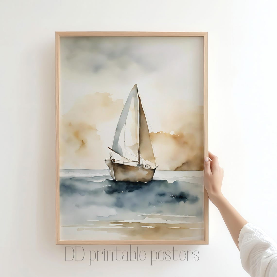 Seascape, Neutral Boat Art Print Home Decor #1256, Unframed Poster Size ...