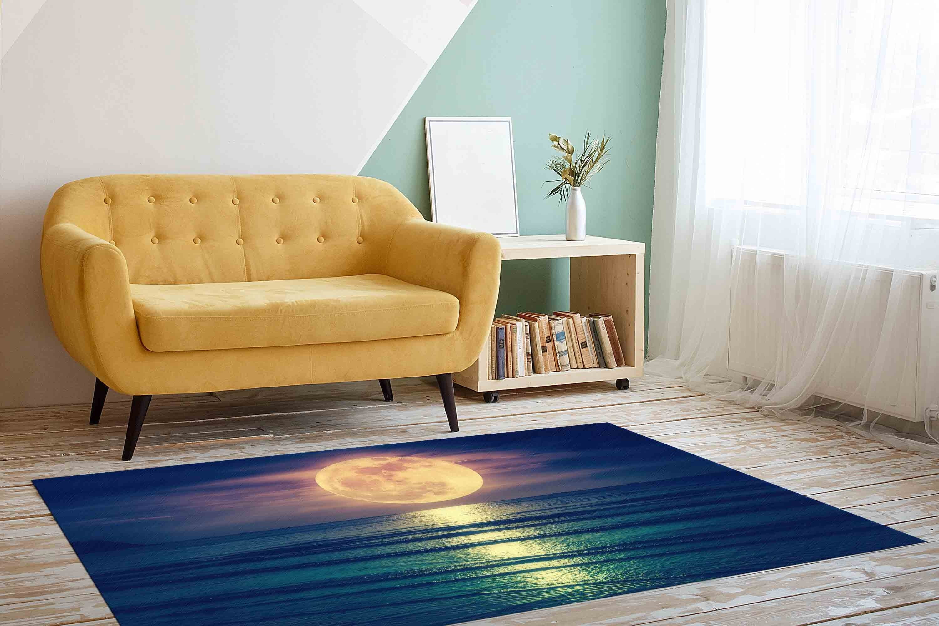 Seascape Rug, Moon Rug, Sea Landscape Contemporary Rug, Bathroom Rugs ...