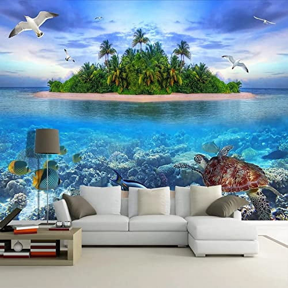 Seascape Sea Island 3D Wall Murals Wallpaper, Natural Scenery Panorama ...