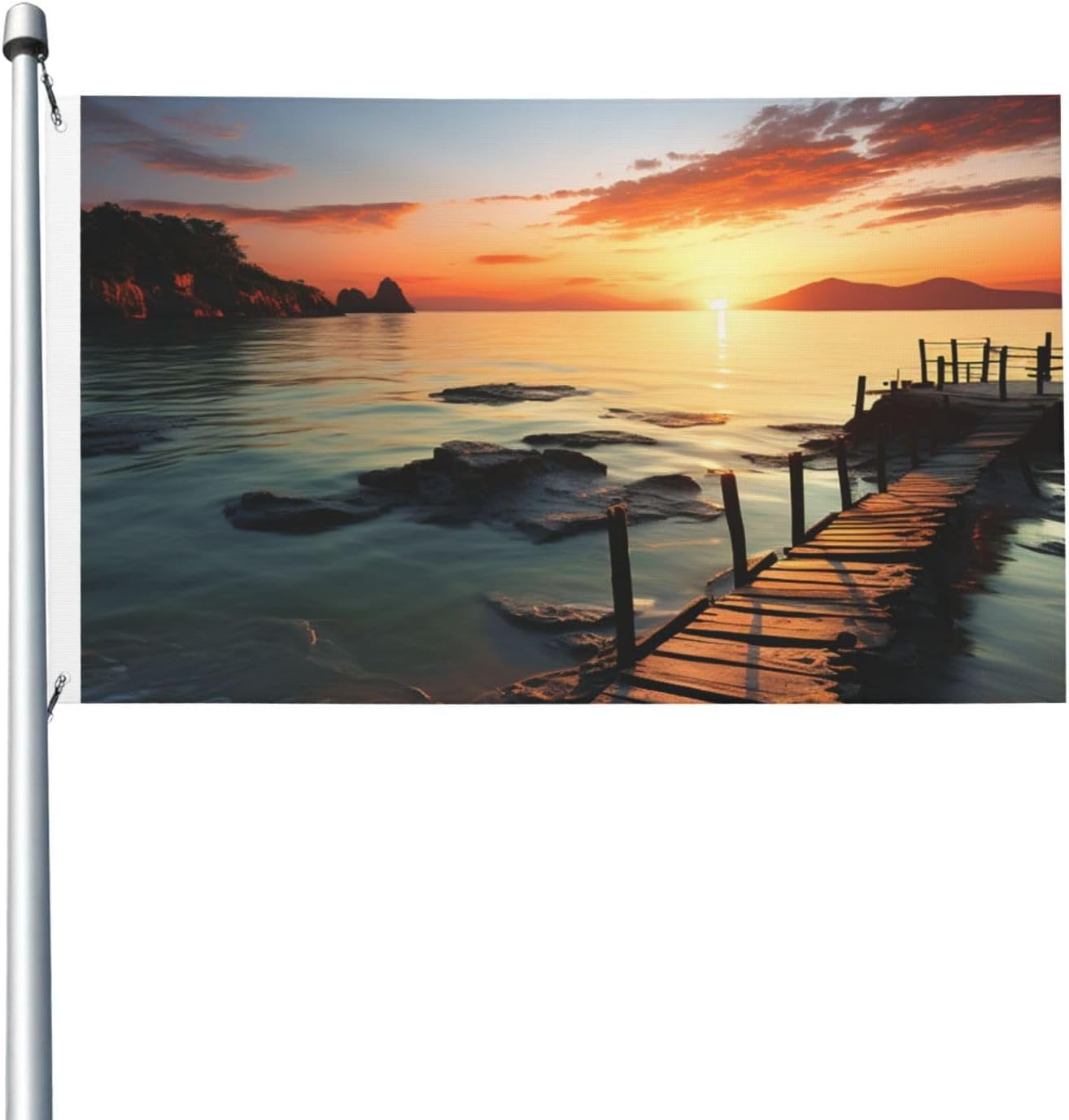 Seascape Sunset Ocean Beach Flag 2x3 ft Flags for Outside Funny Banner ...