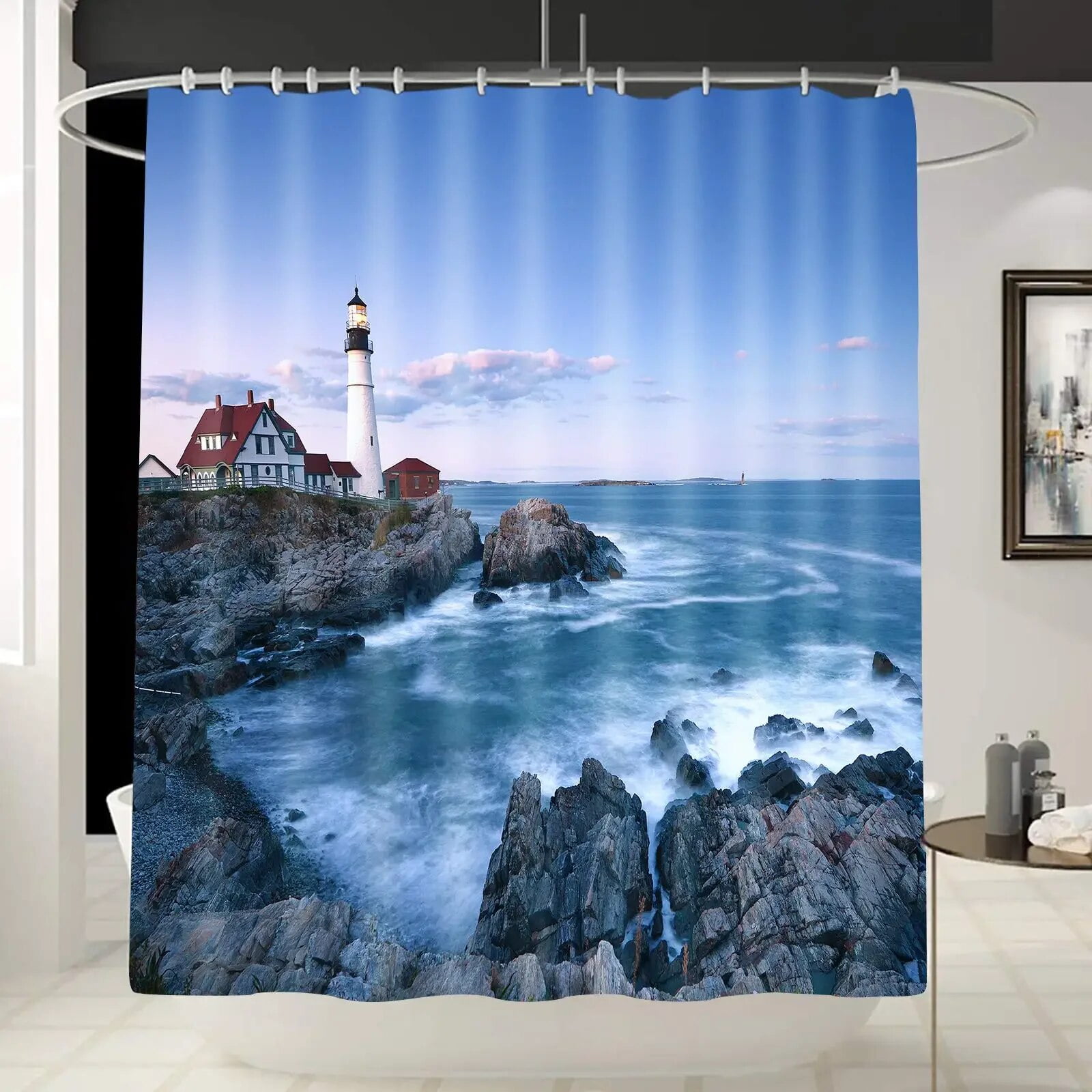 Seascape Wall Decor Portland Head Lighthouse Shower Curtain Landscape ...