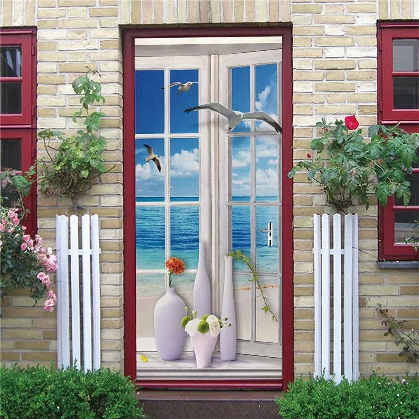 Seascape Wallpaper 3D Door Sticker For Kitchen Bedroom Decorating ...