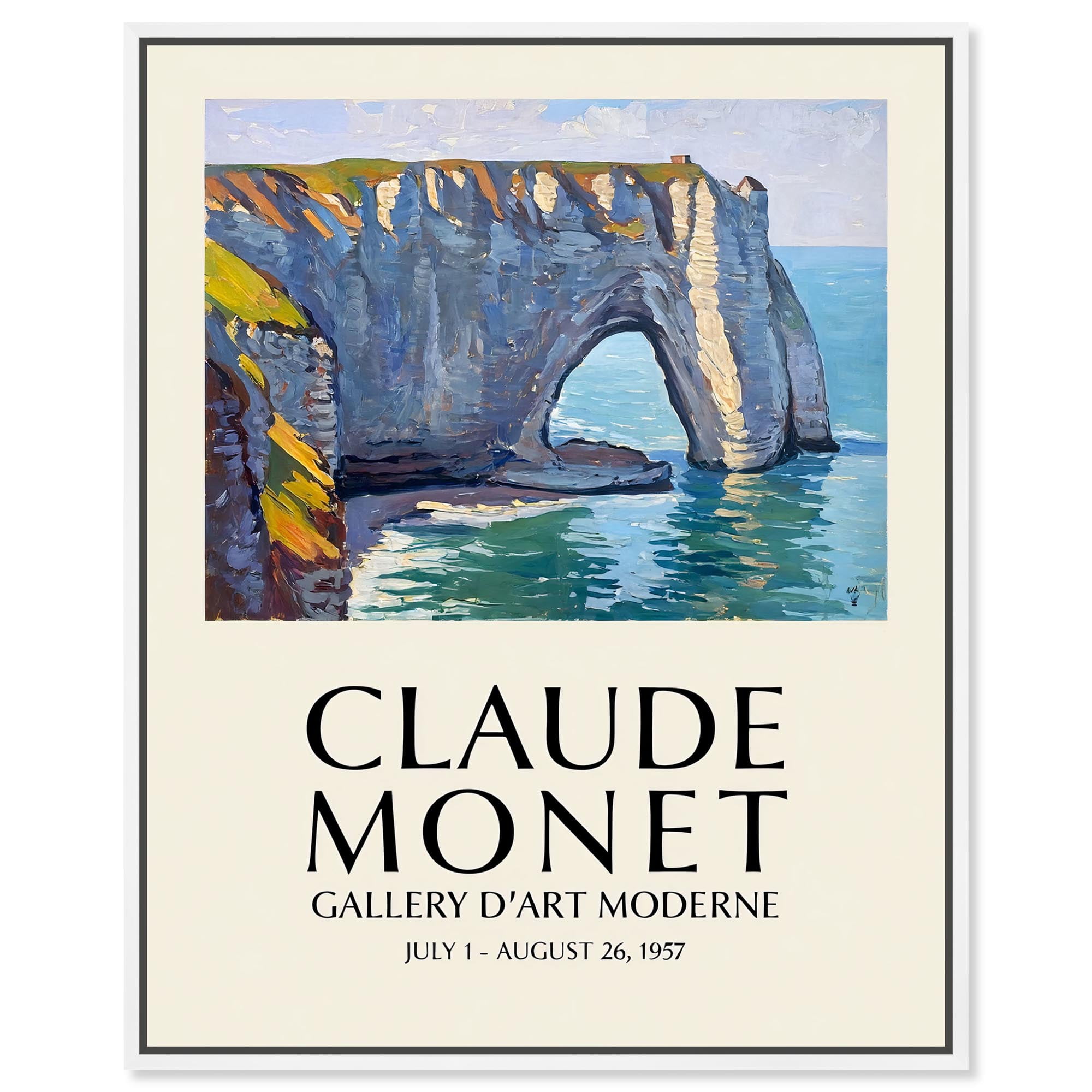 Seascape at Etretat Canvas Vintage Posters by Art Remedy, White Frame ...