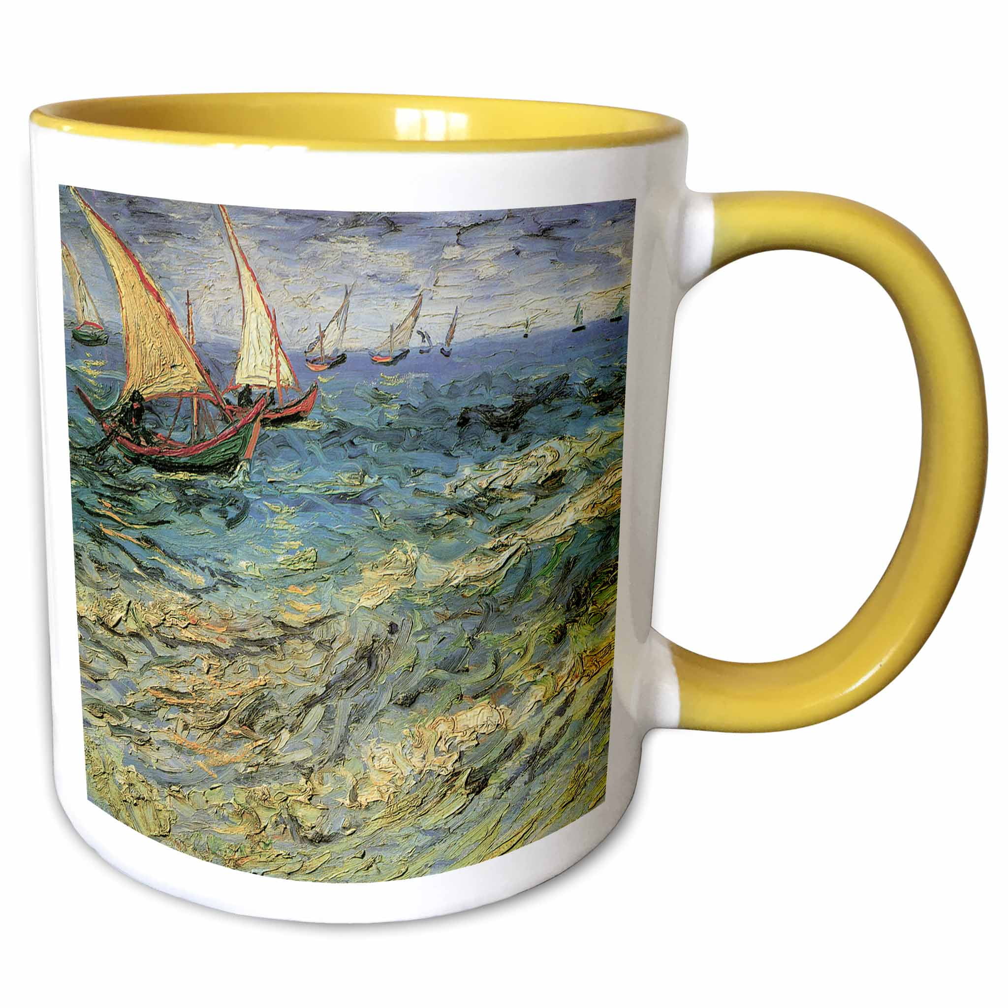 Seascape at Saintes-Maries by Vincent Van Gogh 15oz Two-Tone Yellow Mug ...