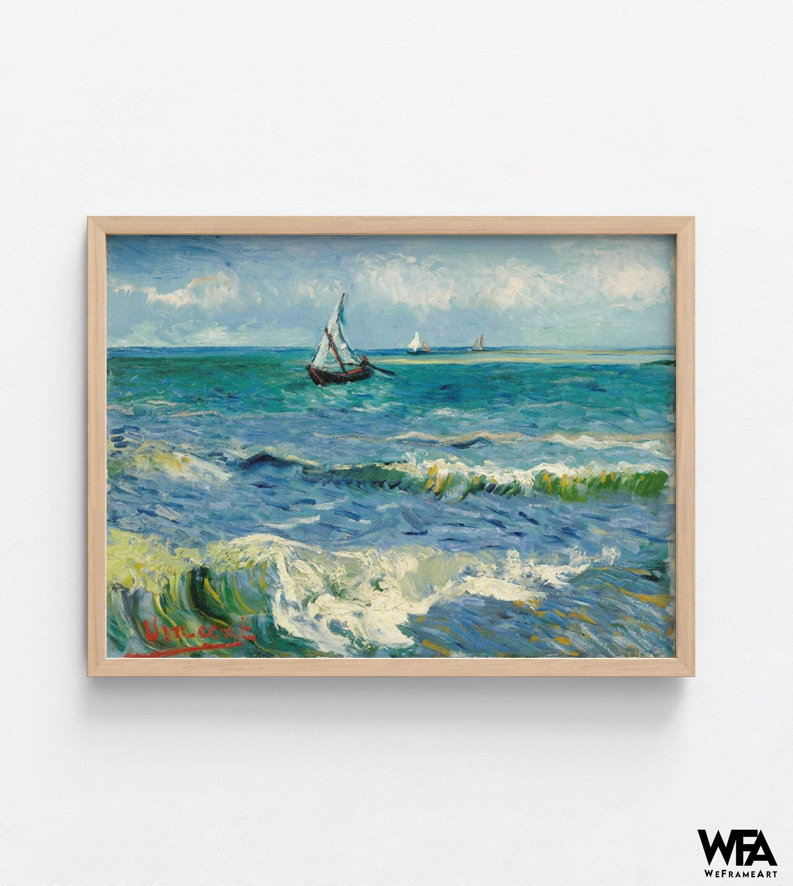 Seascape at Saintes-Maries by Vincent Van Gogh, Framed Sea Wall Art ...