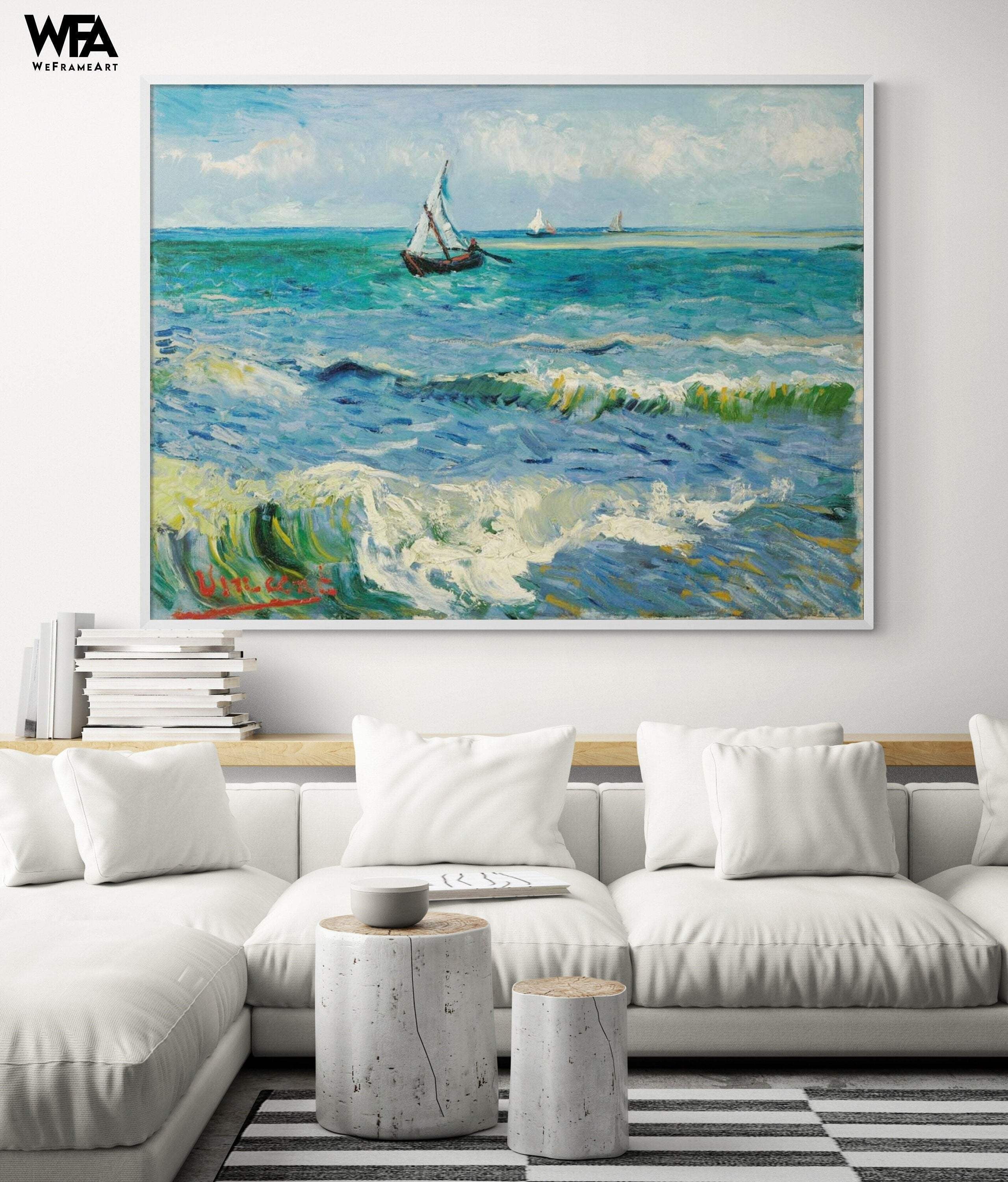Seascape at Saintes-Maries by Vincent Van Gogh, Framed Sea Wall Art ...