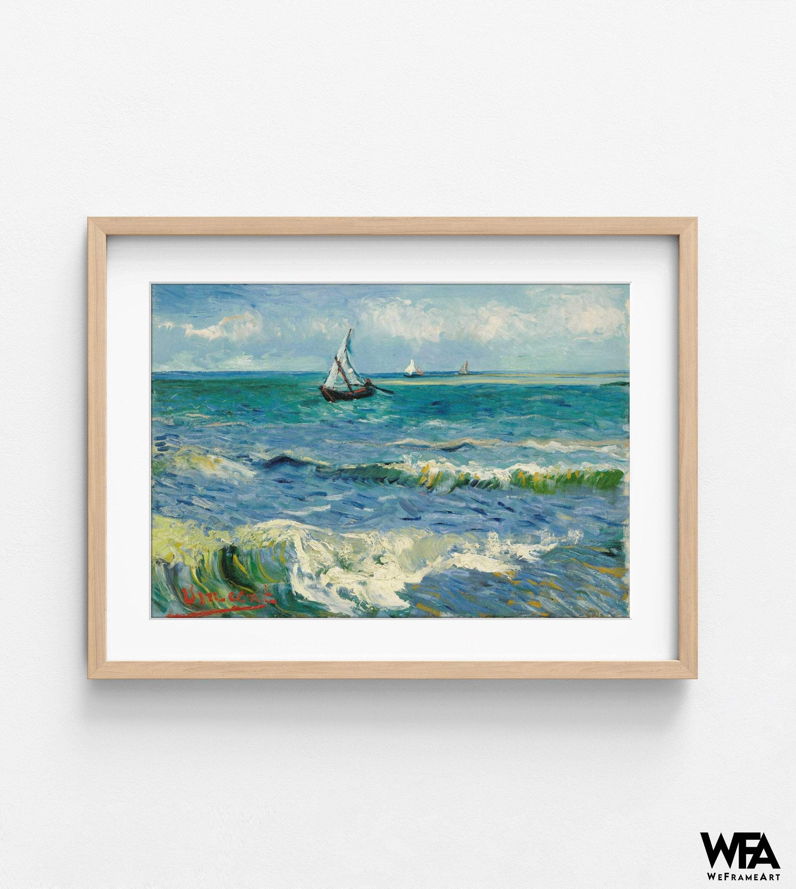 Seascape at Saintes-Maries by Vincent Van Gogh, Framed Sea Wall Art ...