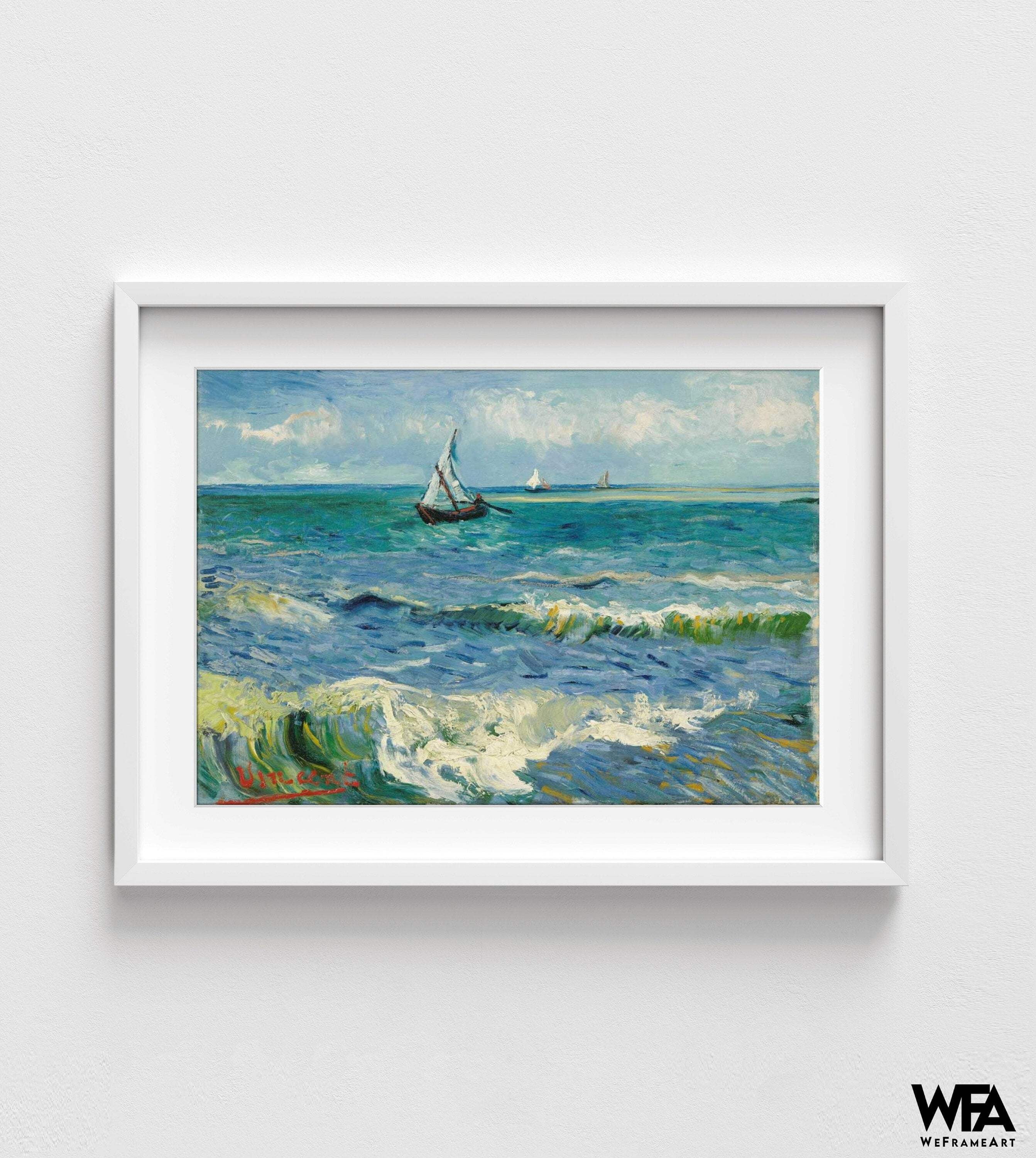 Seascape at Saintes-Maries by Vincent Van Gogh, Framed Sea Wall Art ...