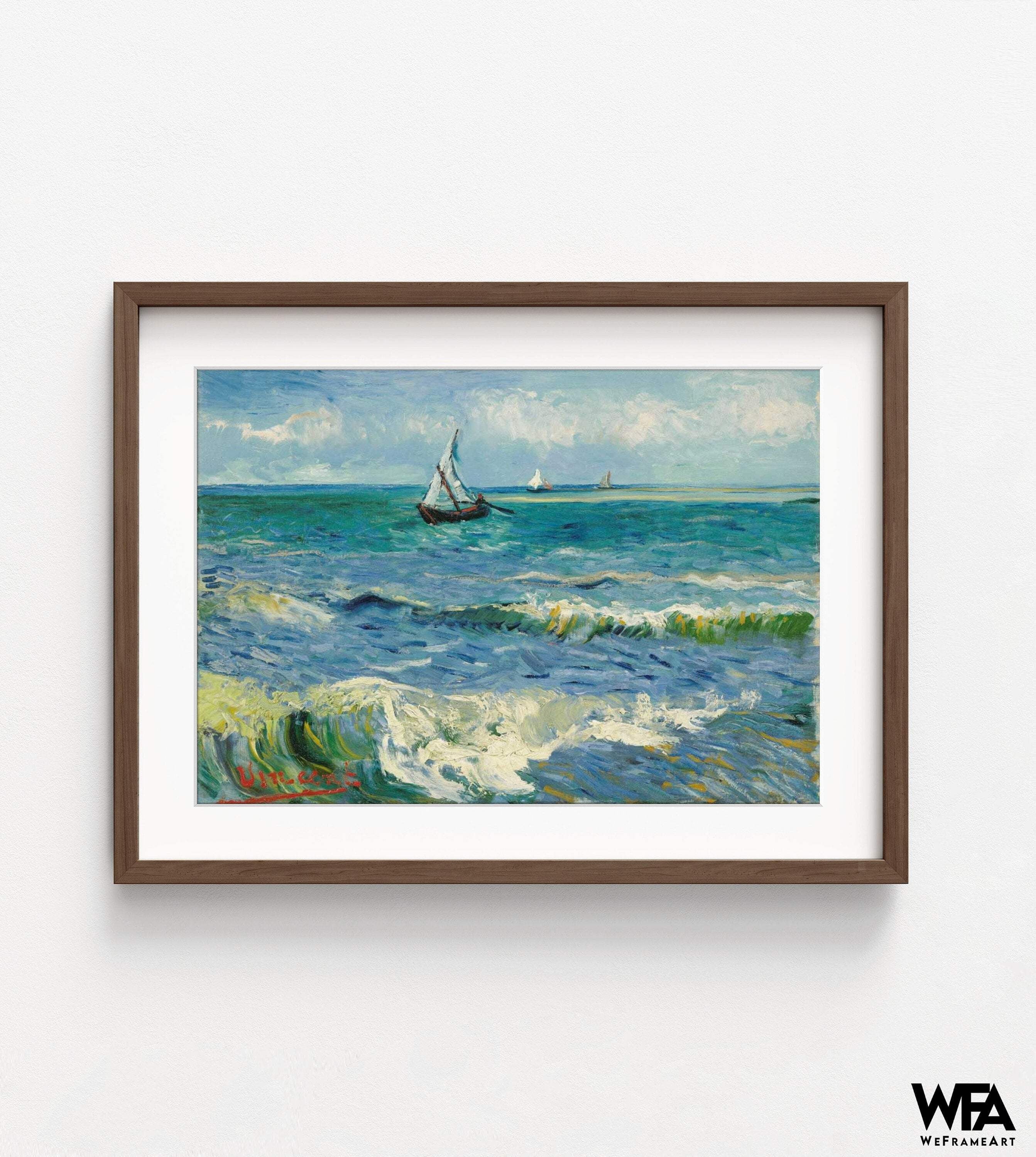 Seascape at Saintes-Maries by Vincent Van Gogh, Framed Sea Wall Art ...
