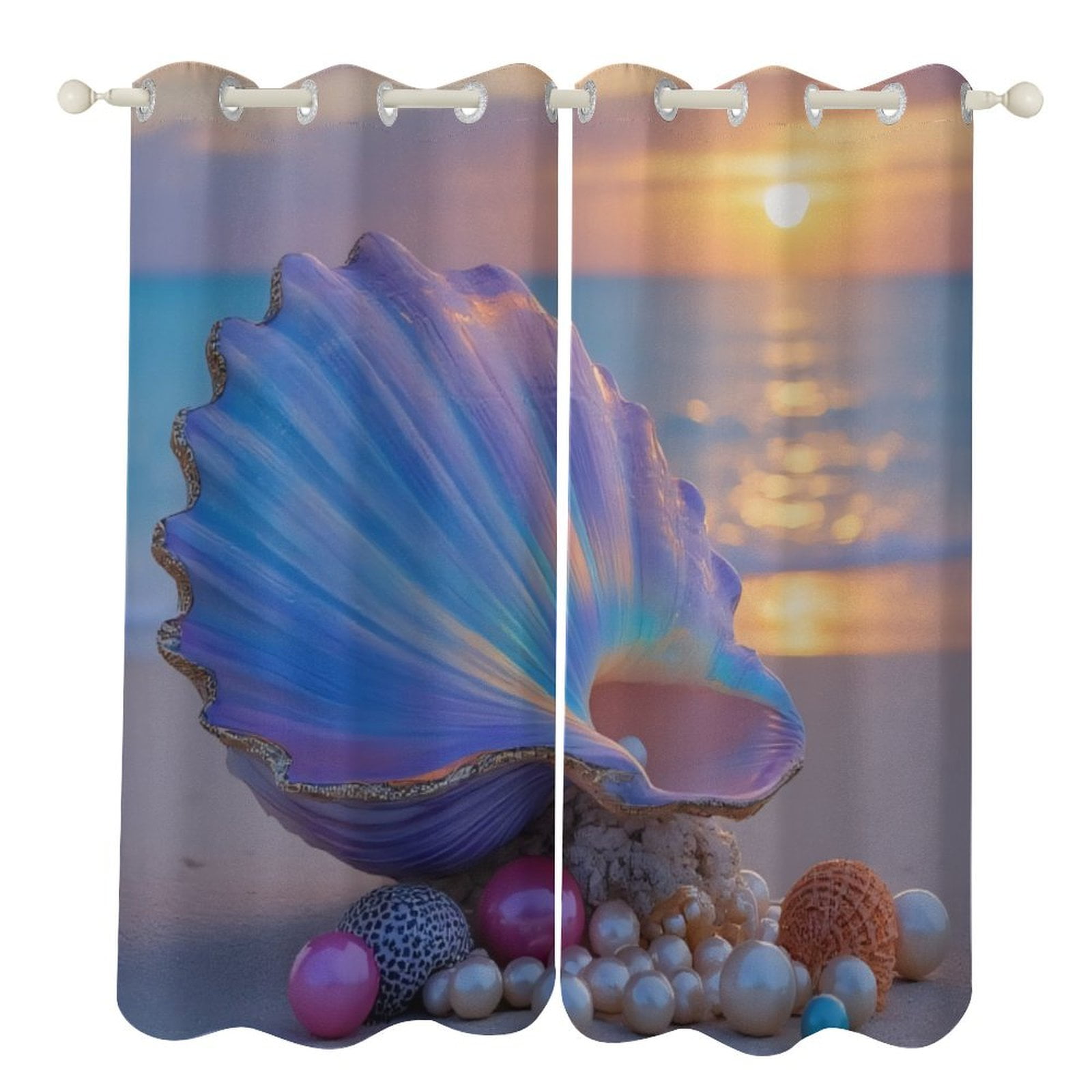Seashell And Pearls at Sunset Blackout Window Curtains for Bedroom ...