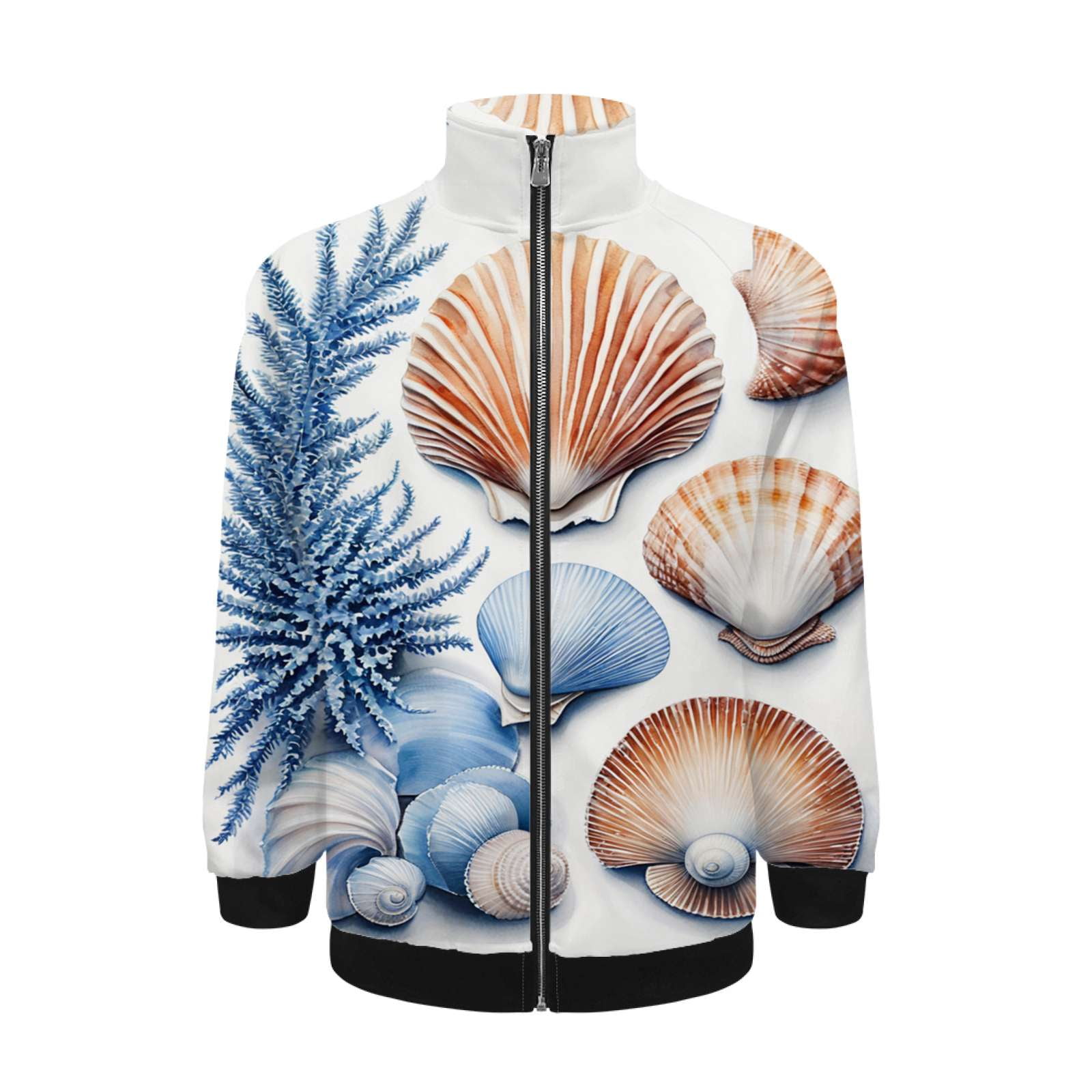 Seashell Art Print Jacket Men's Street Cool Long Sleeves Coat ...