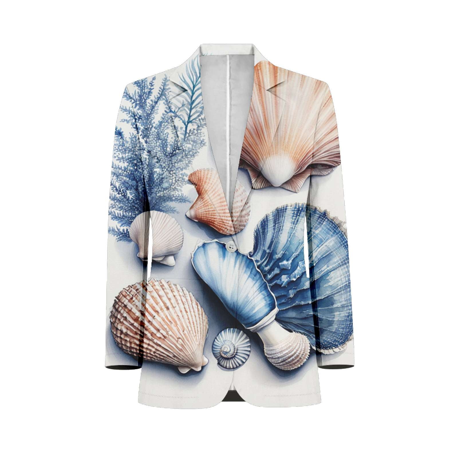 Seashell Art Print Mens Suits Shawl Collar Slim Fit Suit Mens Groom ...