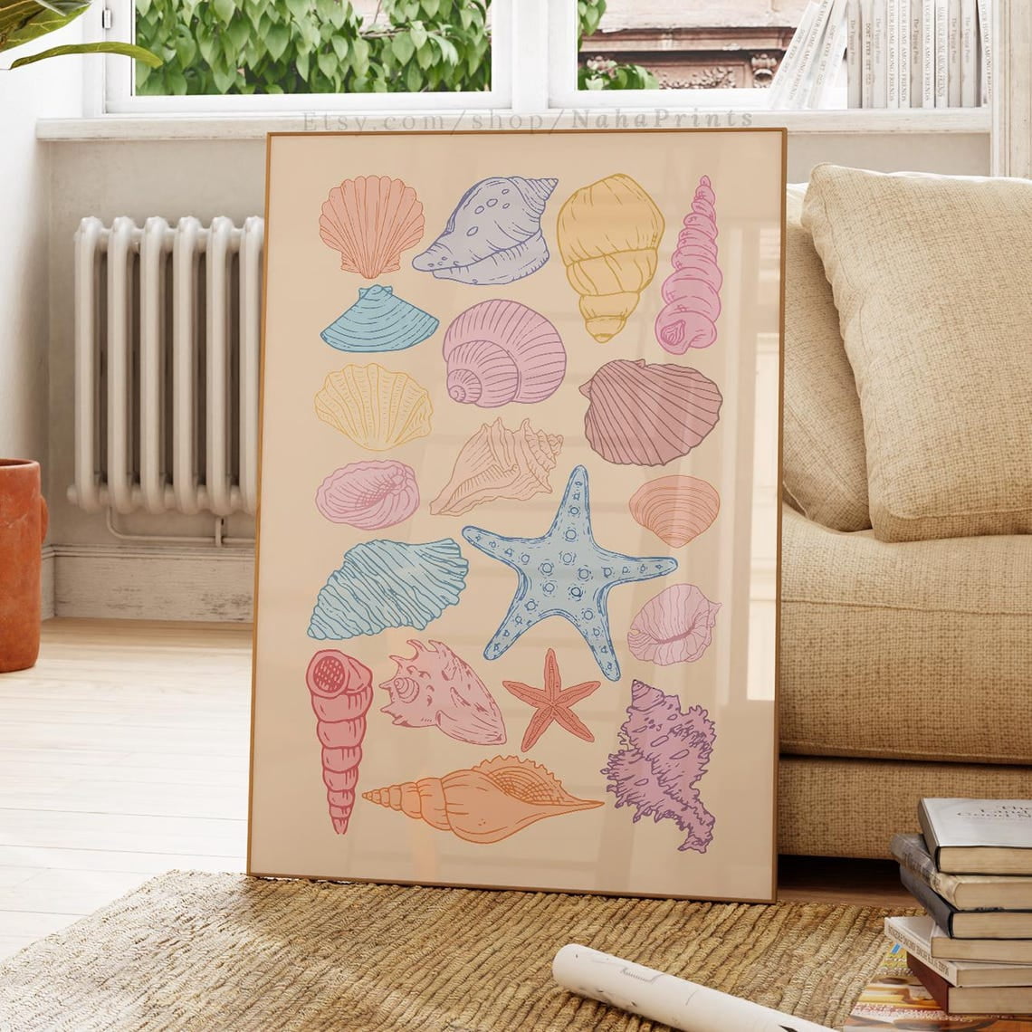 Seashell Art Prints, Trendy Coastal Wall Art, Girly Coastal Decor, Cute ...